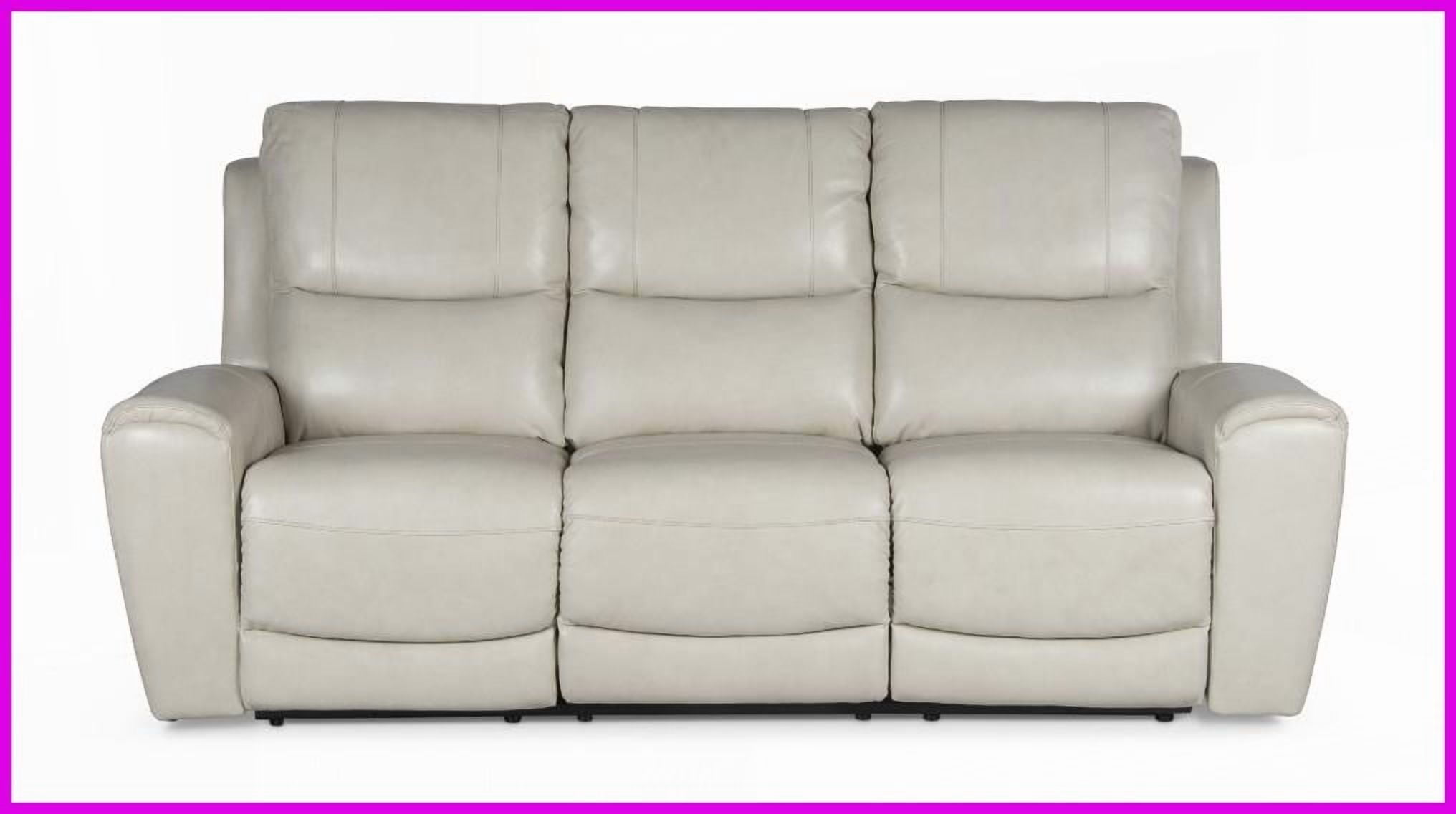 Modern Ivory Leather Dual Reclining Sofa – Power Leg Rest, Articulating ...