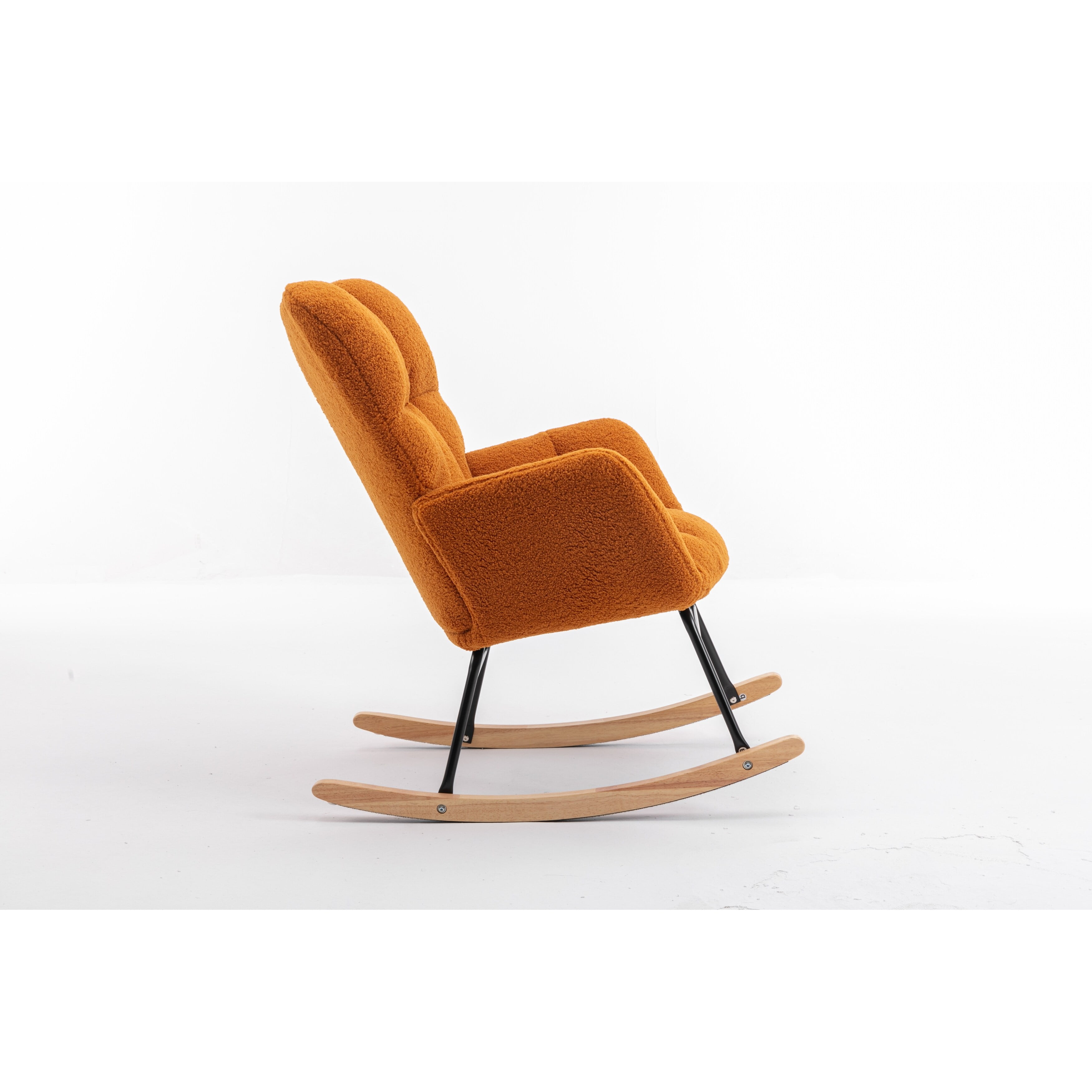 Modern Ivory Teddy fabric Tufted Upholstered Rocking Chair Orange ...