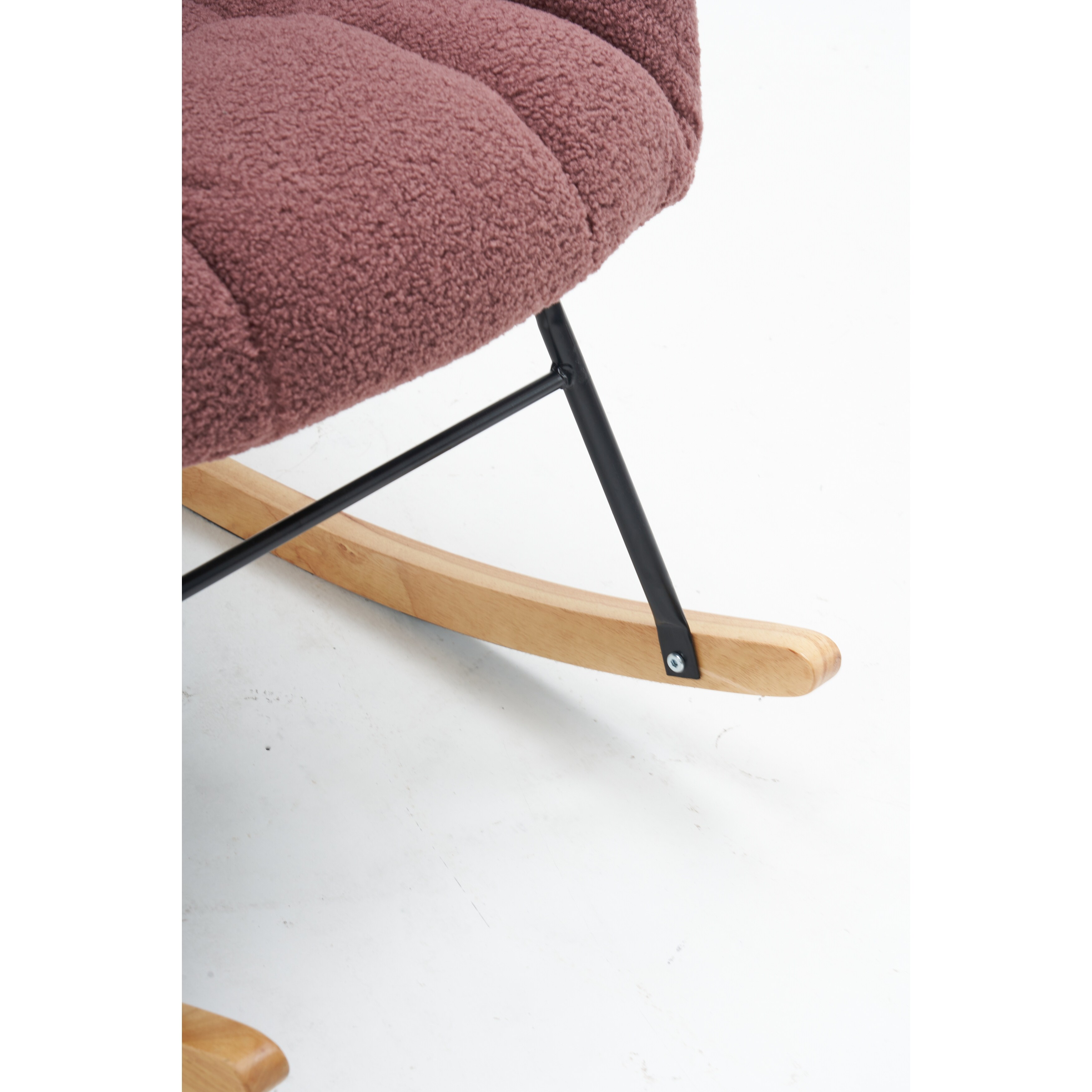 Modern Ivory Teddy fabric Tufted Upholstered Rocking Chair Red ...