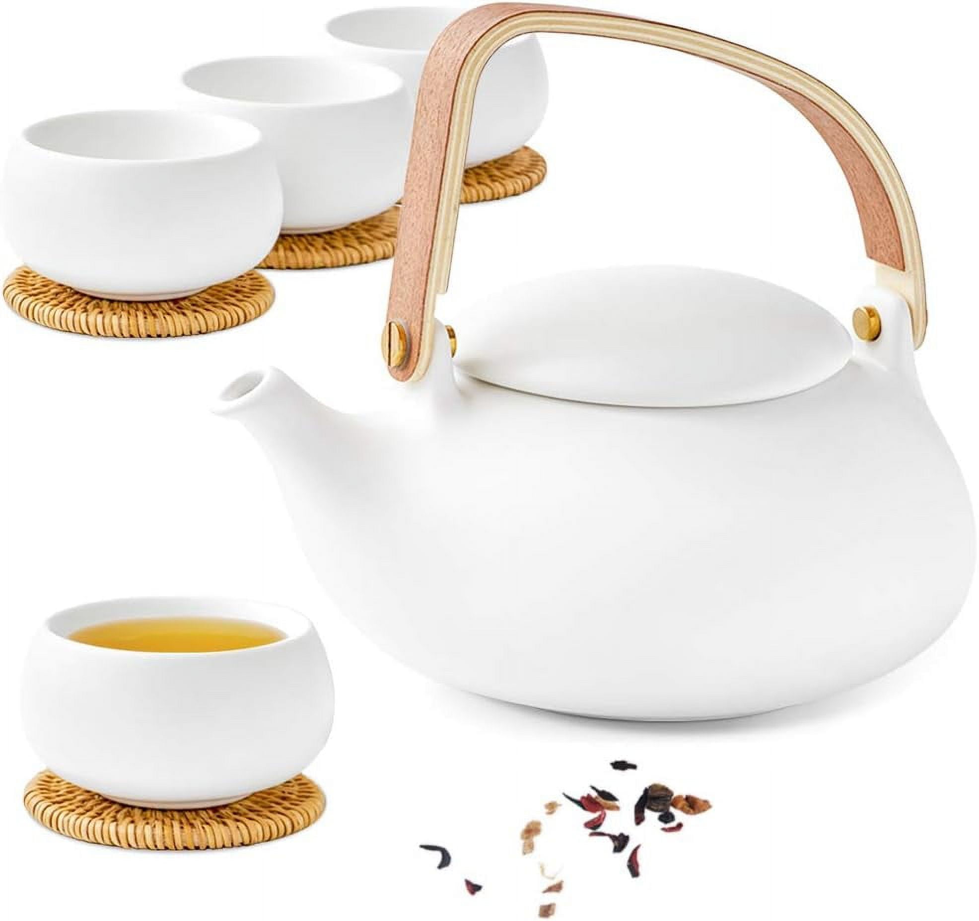 Modern Japanese Tea Set, 27 oz Ceramic Japanese Teapot with Fine and 4 ...