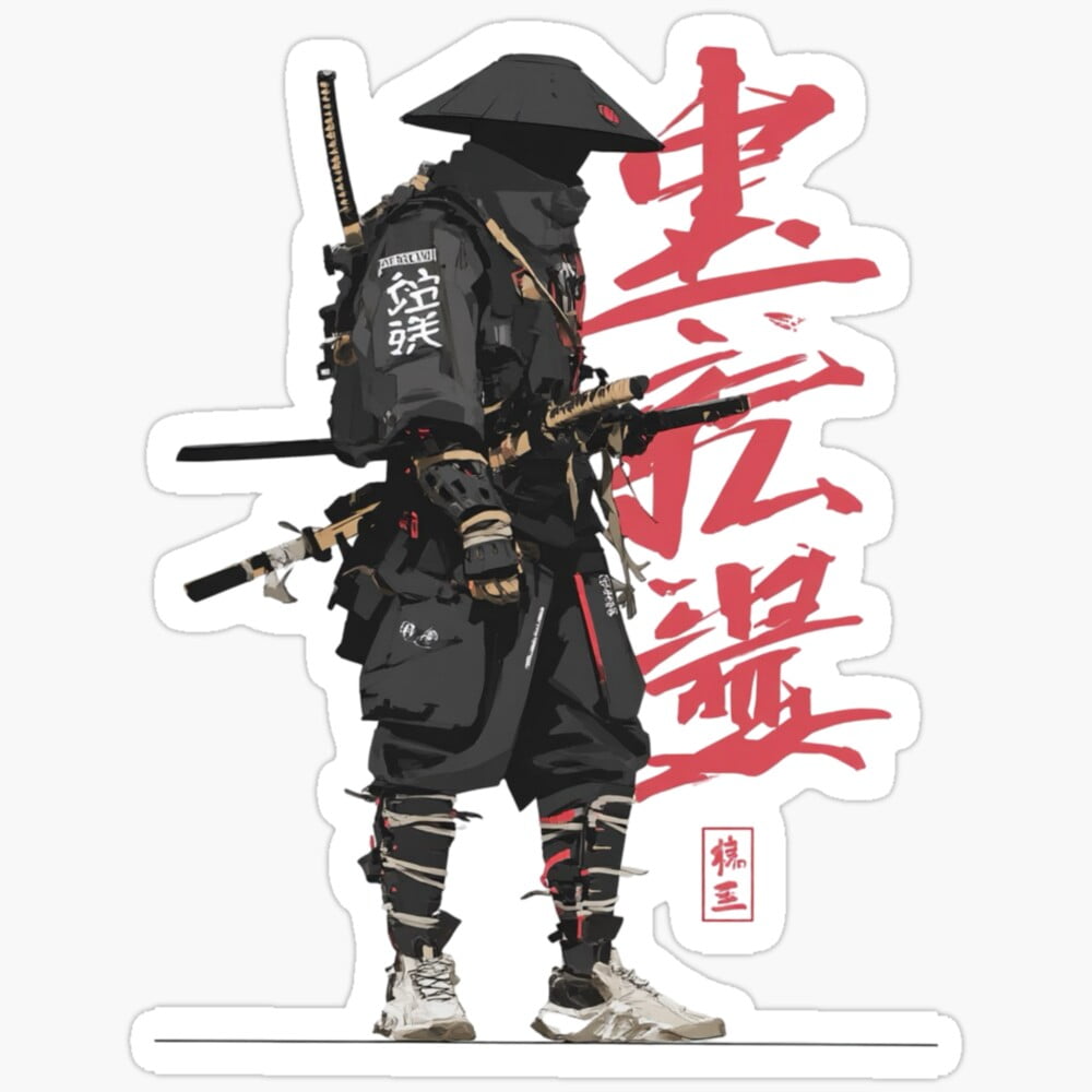 Modern Japanese Urban Samurai Ukiyo Stickerphone Decal Water Bottle ...