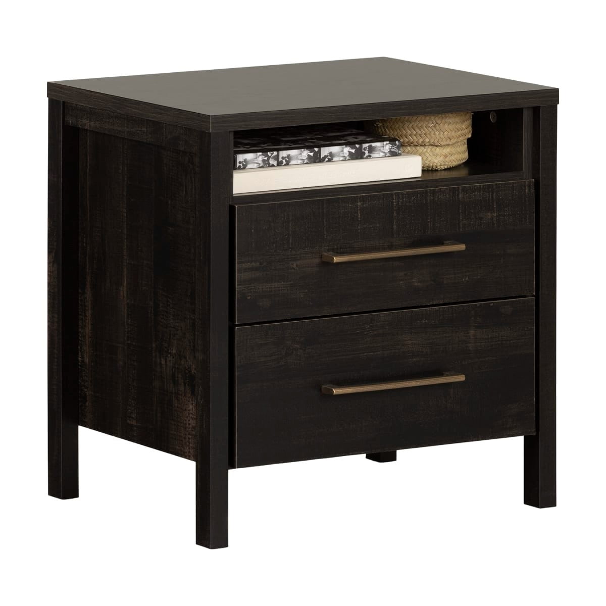 Modern Java 2 Drawer Nightstand Cubby Storage Shelf - Walmart.com