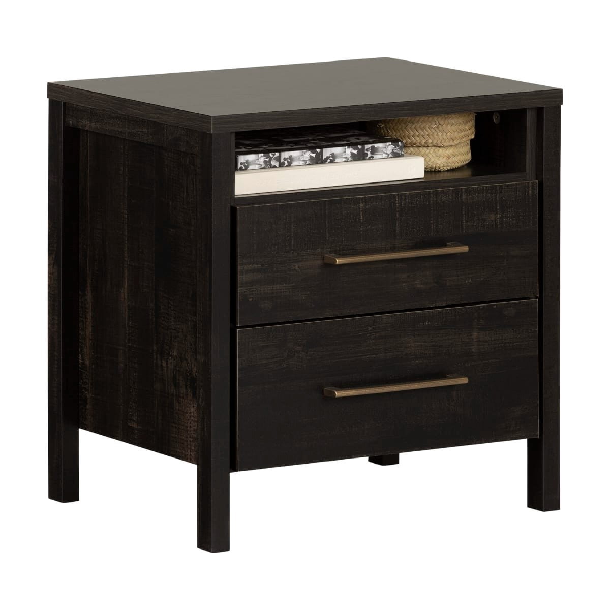 Modern Java 2 Drawer Nightstand Cubby Storage Shelf - Walmart.com