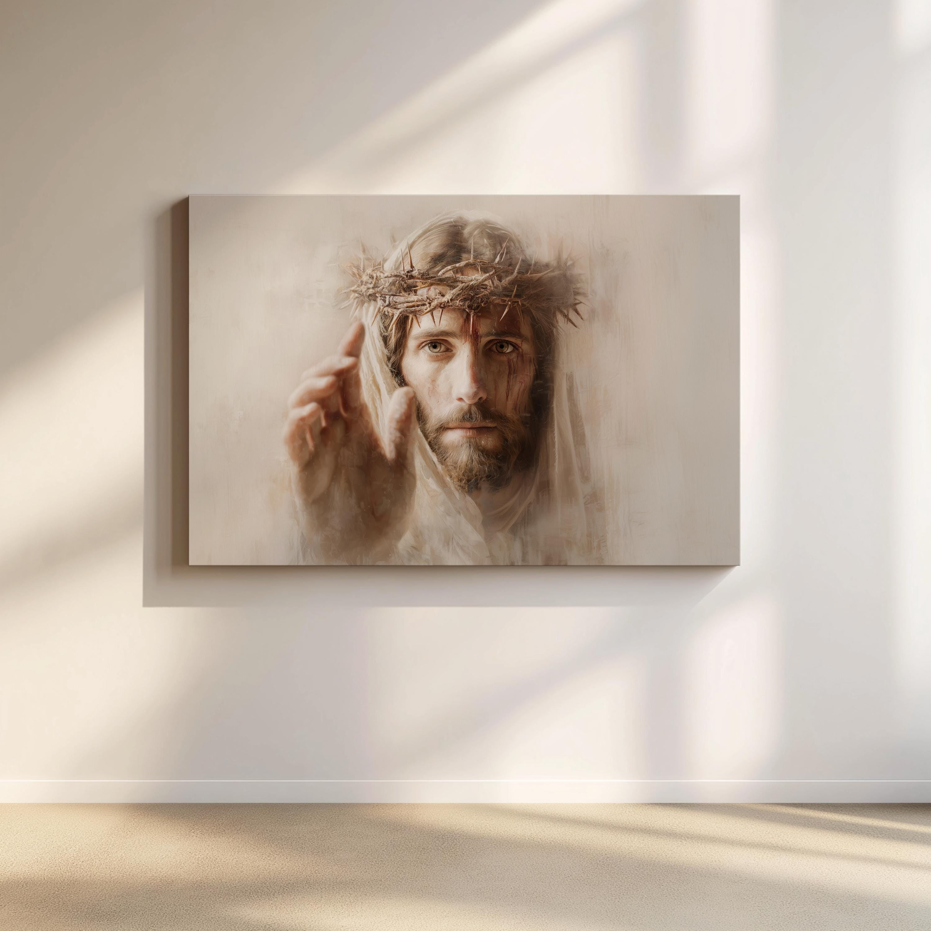Modern Jesus Wall Art Print: Christian Wall Decor, Neutral Warm Present ...
