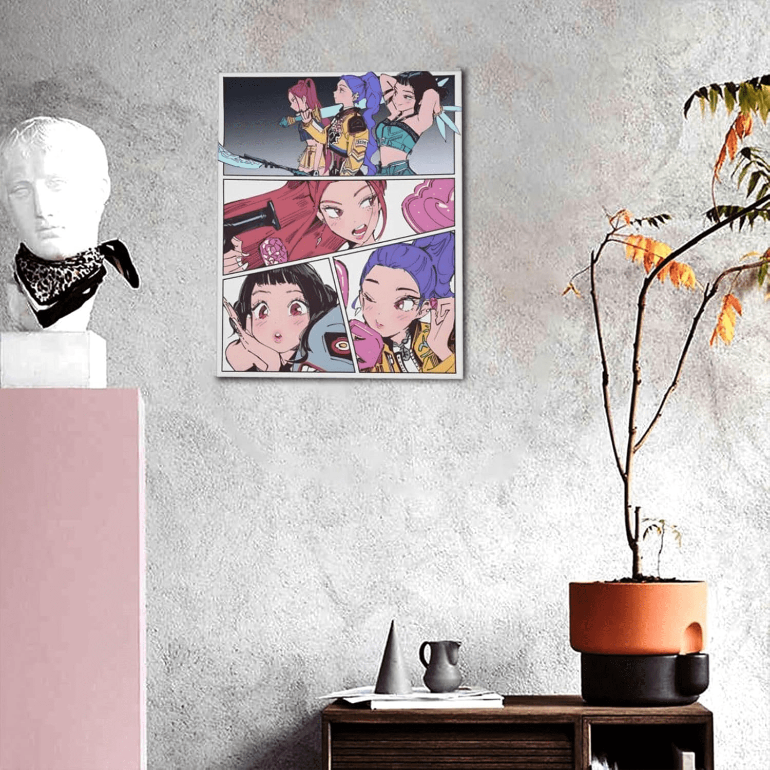 Modern K-Pop Girl Group Poster & Canvas, Demon Hunters Anime Style Wall ...