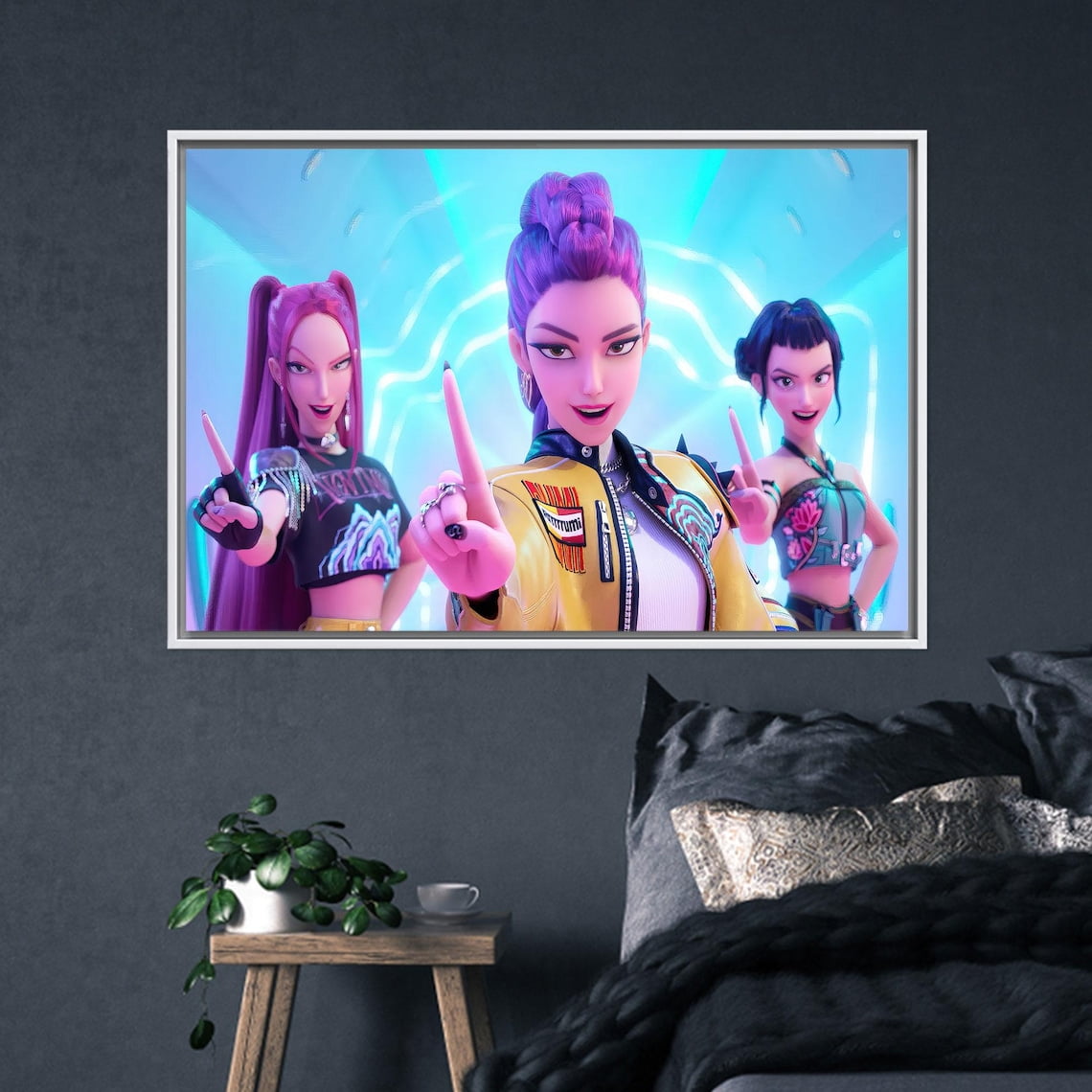 Modern K-Pop Girl Poster, Girl Group Poster, Demon Hunters Wall Art ...