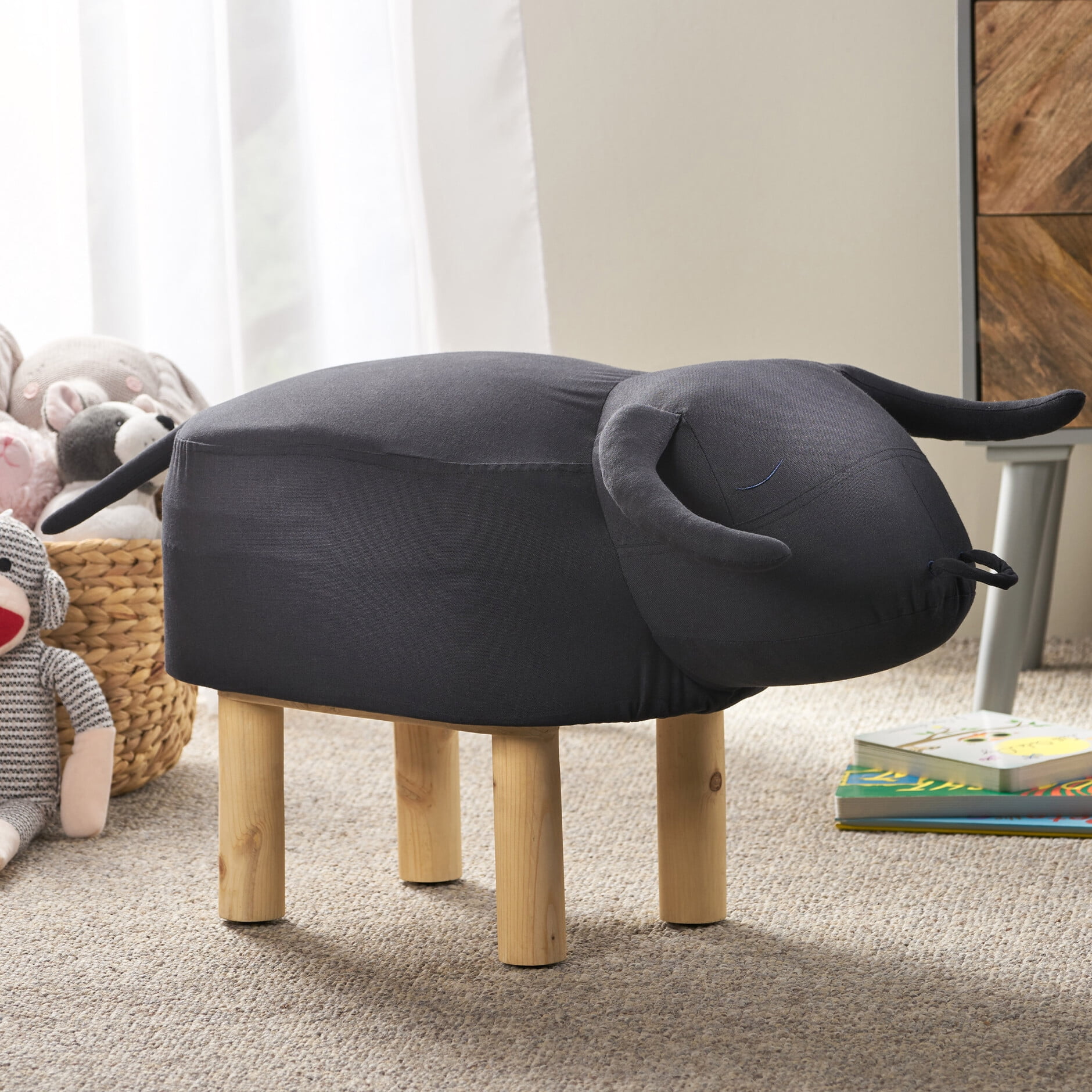 Modern Kids Bull Ottoman, Stool for Kids, Multifunctional Cushioned ...