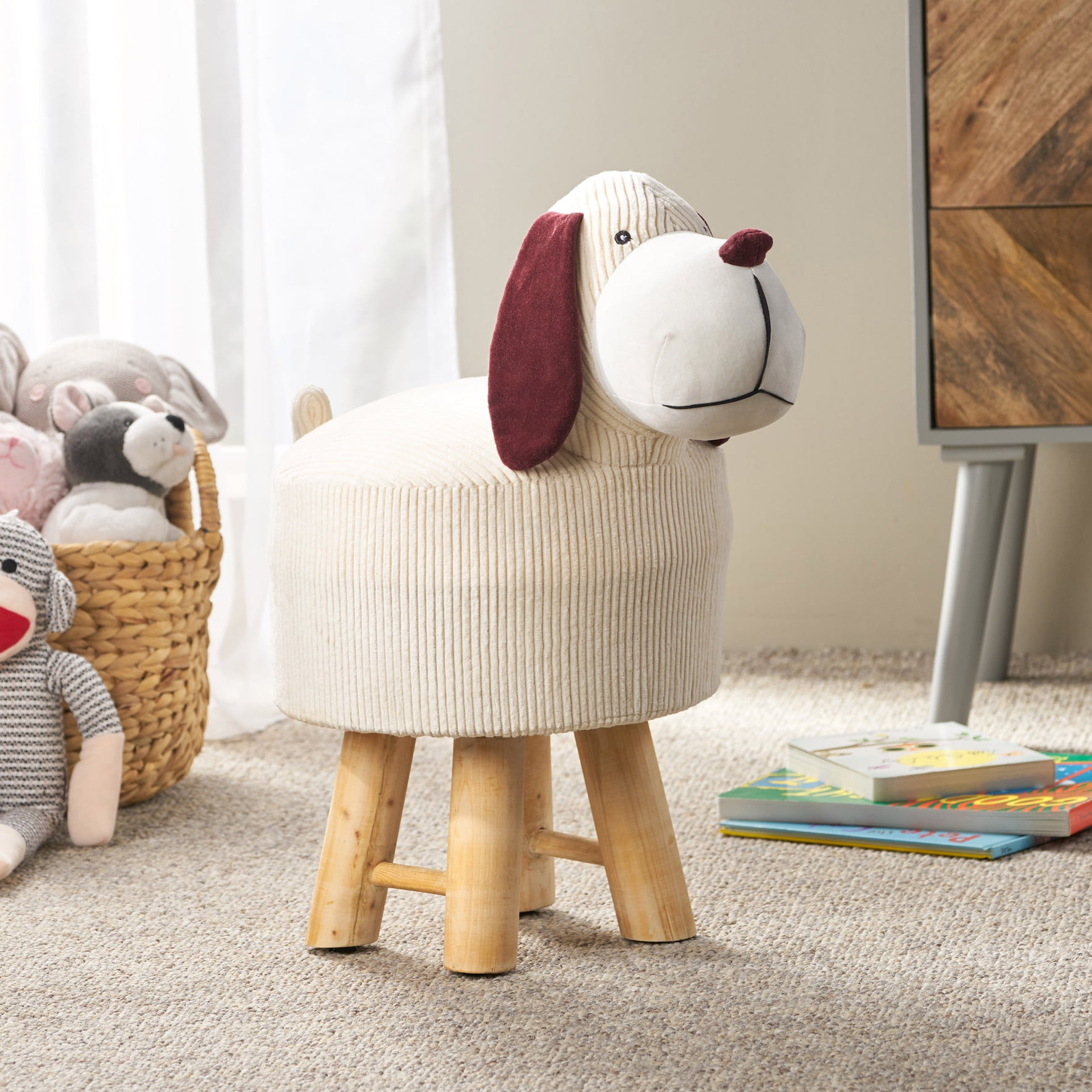 Modern Kids Dog Ottoman, Stool for Kids, Multifunctional Cushioned Step ...