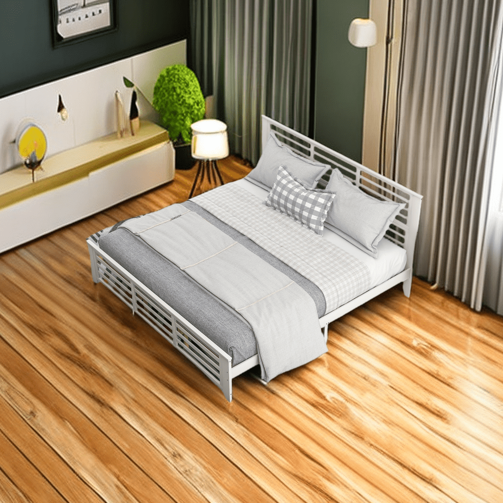Modern King Size Bed with Headboard and Footboard, Wooden Platform Bed ...