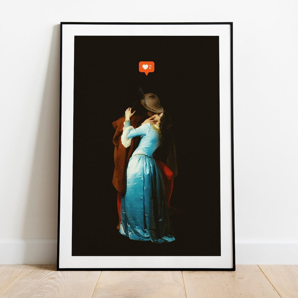A Modern Kiss, Minimalist, Surrealist Design, Modern Collage Art, Retro ...