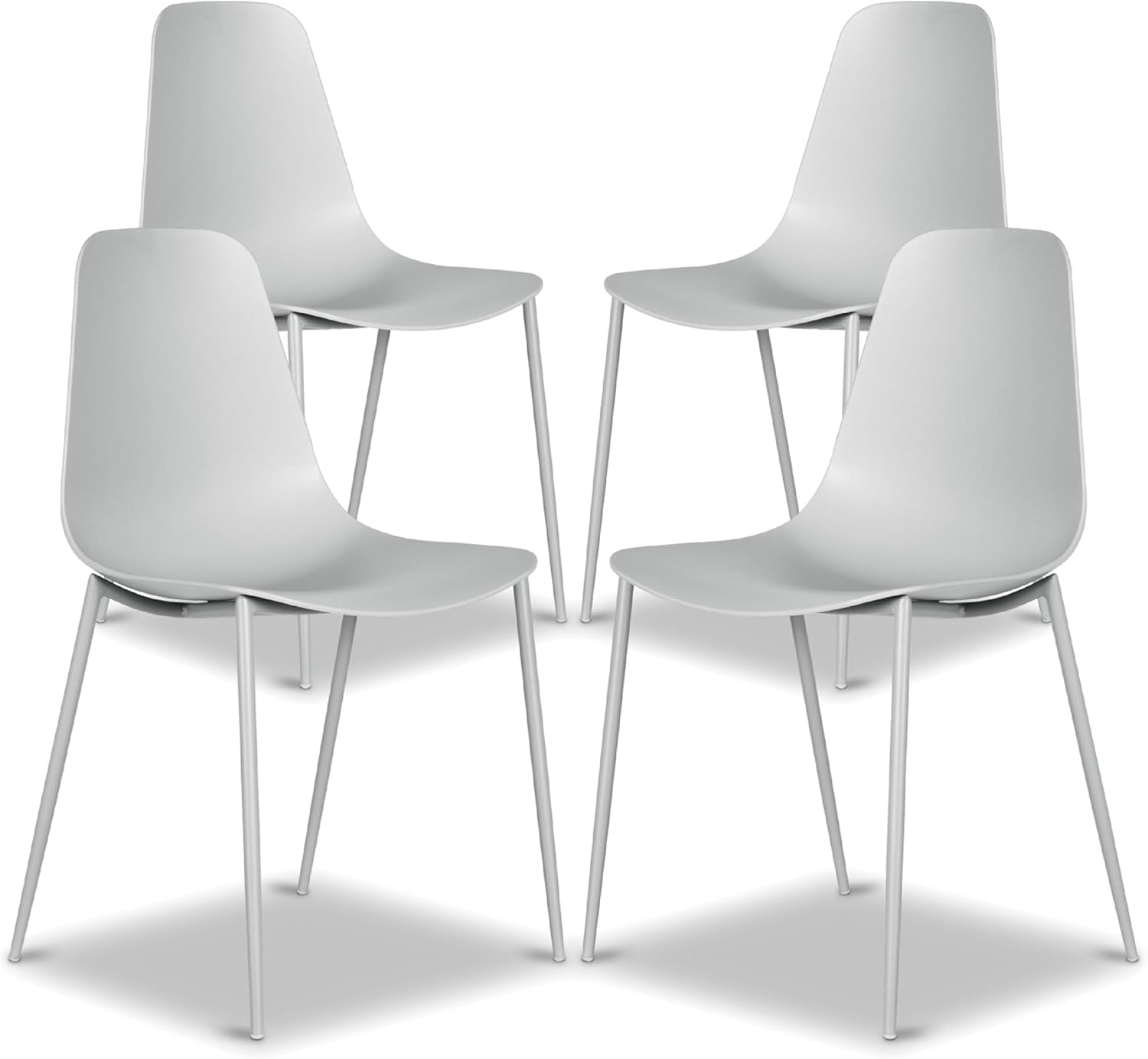 Modern Kitchen Chairs Set of - Plastic Dining Chair with Metal Legs ...