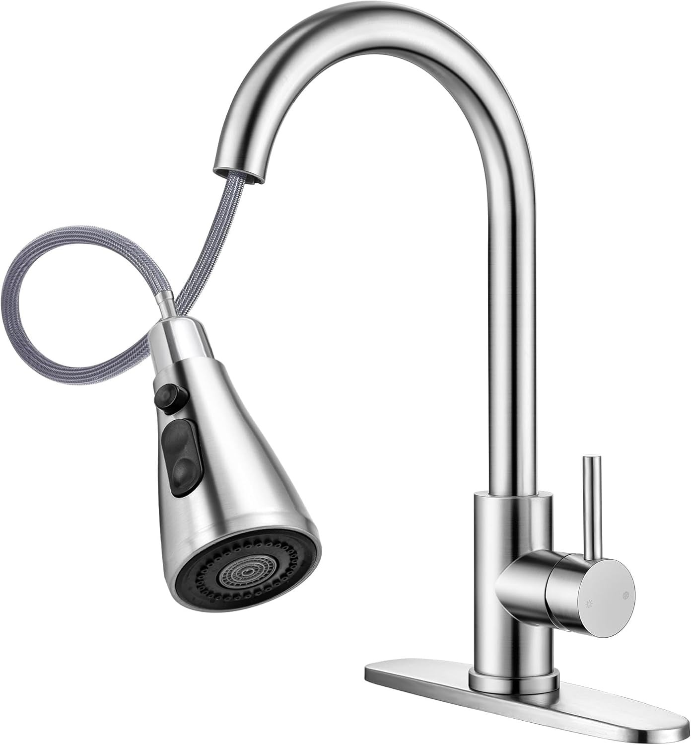 Modern Kitchen Faucets with 3 Modes and Pull Down Sprayer, Brushed ...