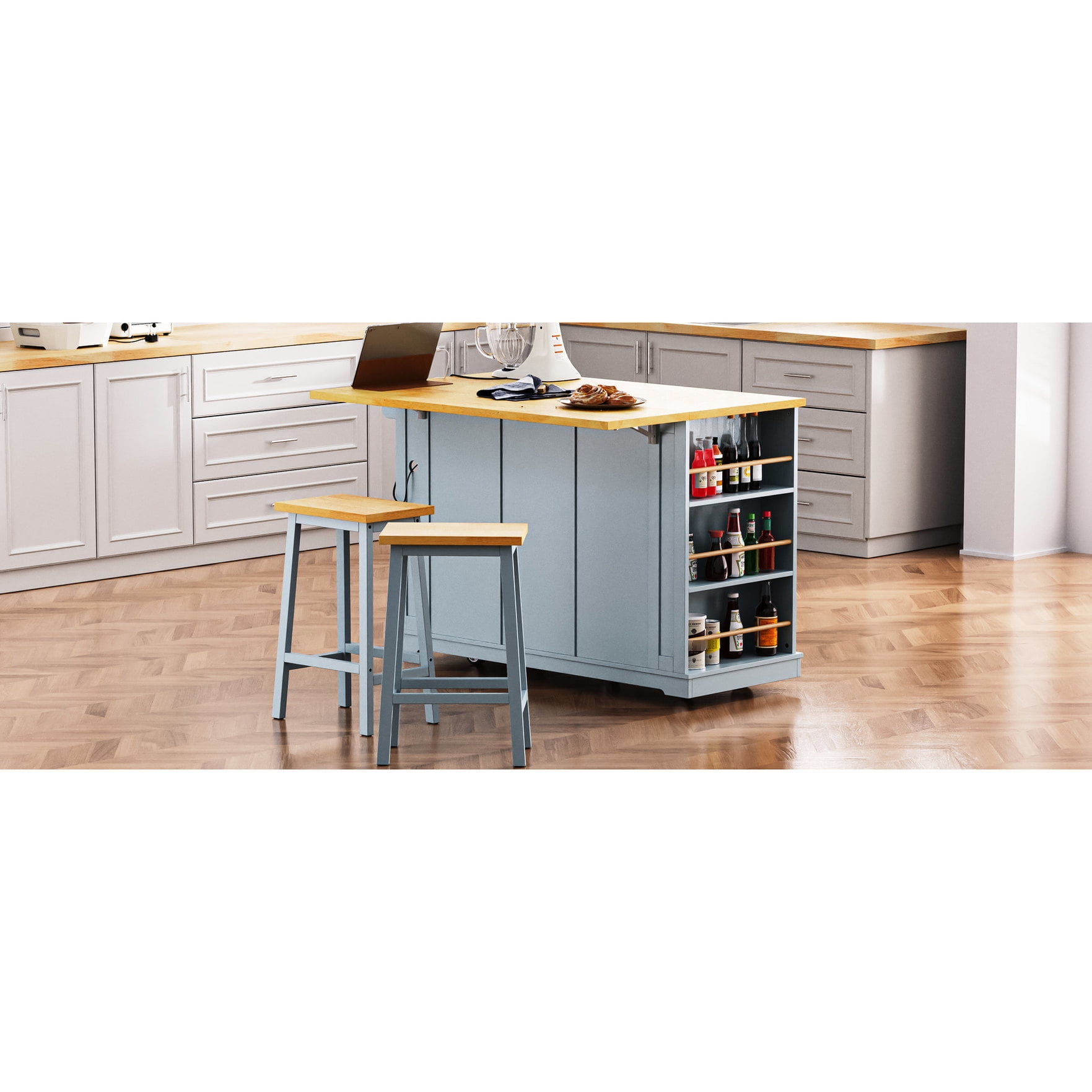 Modern Kitchen Island Cart / Hidden Wheels, Ample Storage / Meets ...