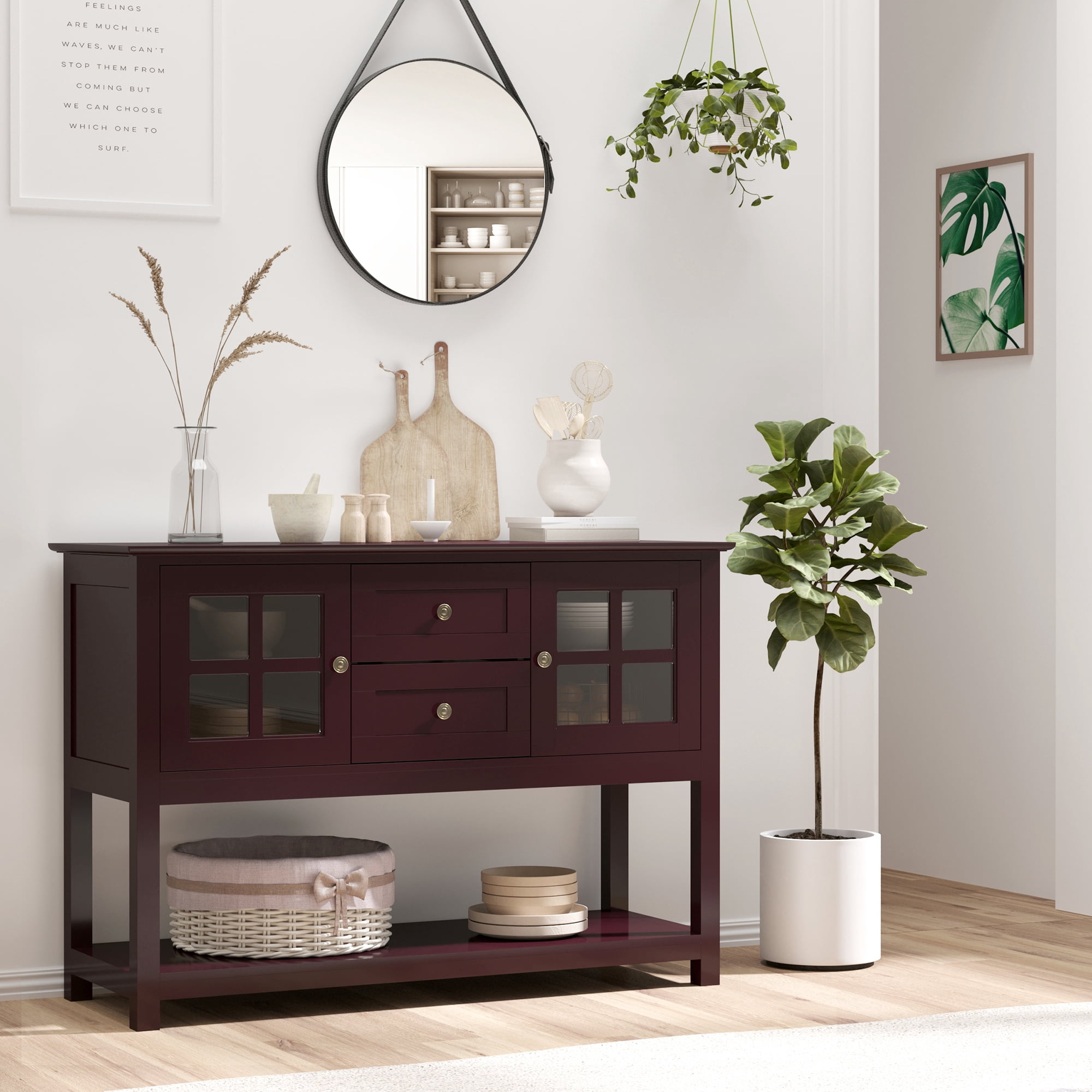 Modern Kitchen Sideboard Buffet Storage Cabinet w/ Adjustable Shelves ...