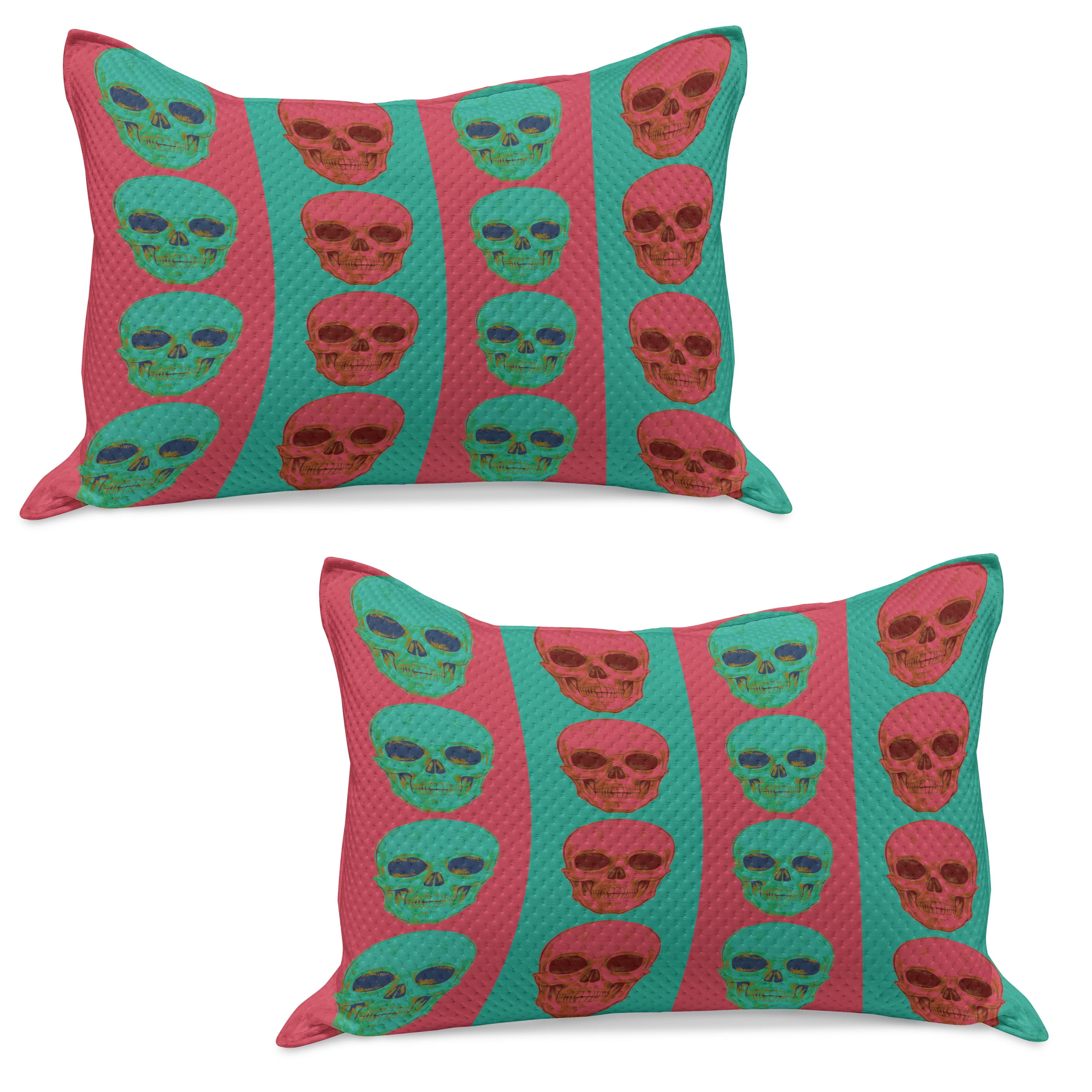 Modern Knitted Quilt Pillowcover Set of 2, Skull Pattern with Digital ...