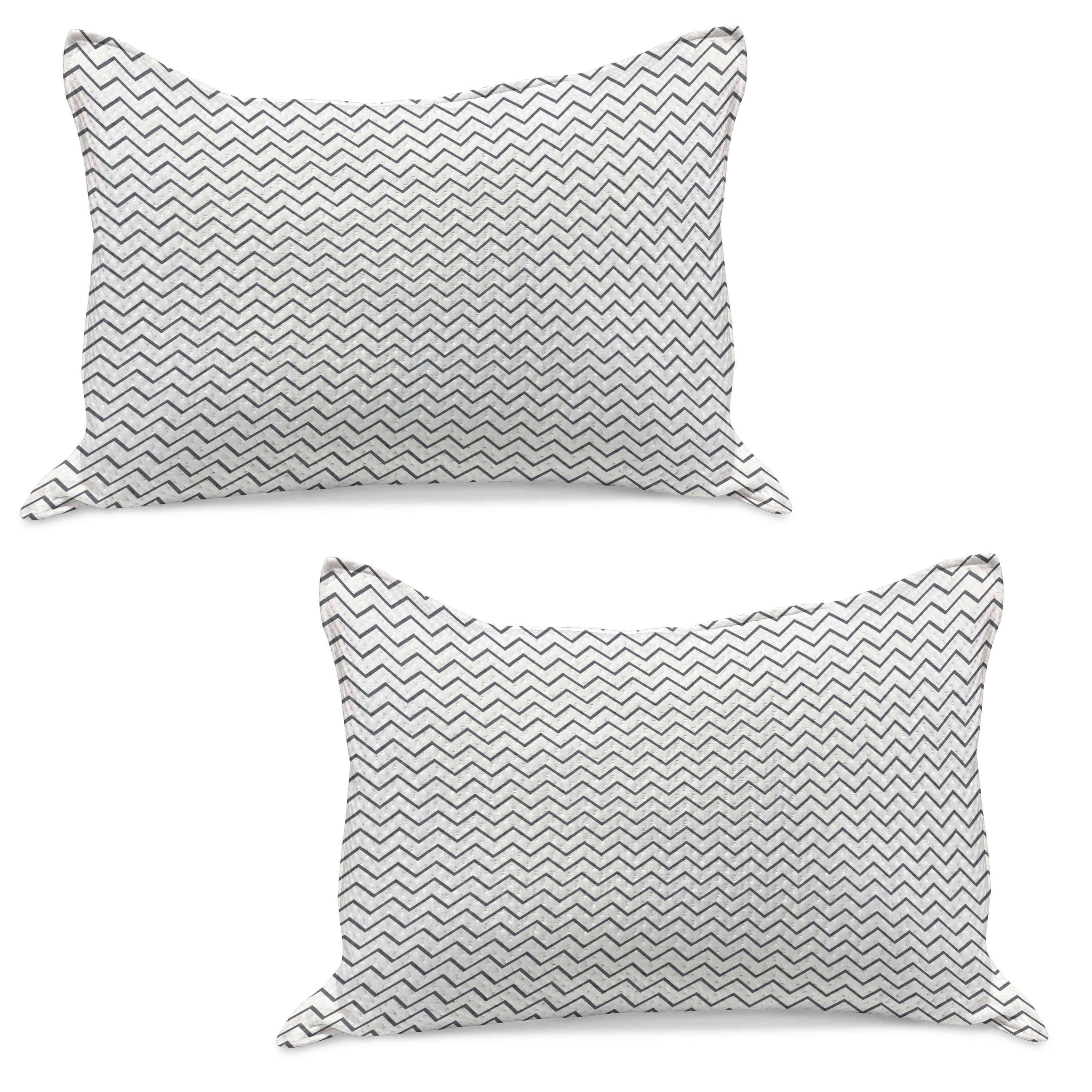 Modern Knitted Quilt Pillowcover Set of 2, Zig Zag Chevron Lines Angled ...