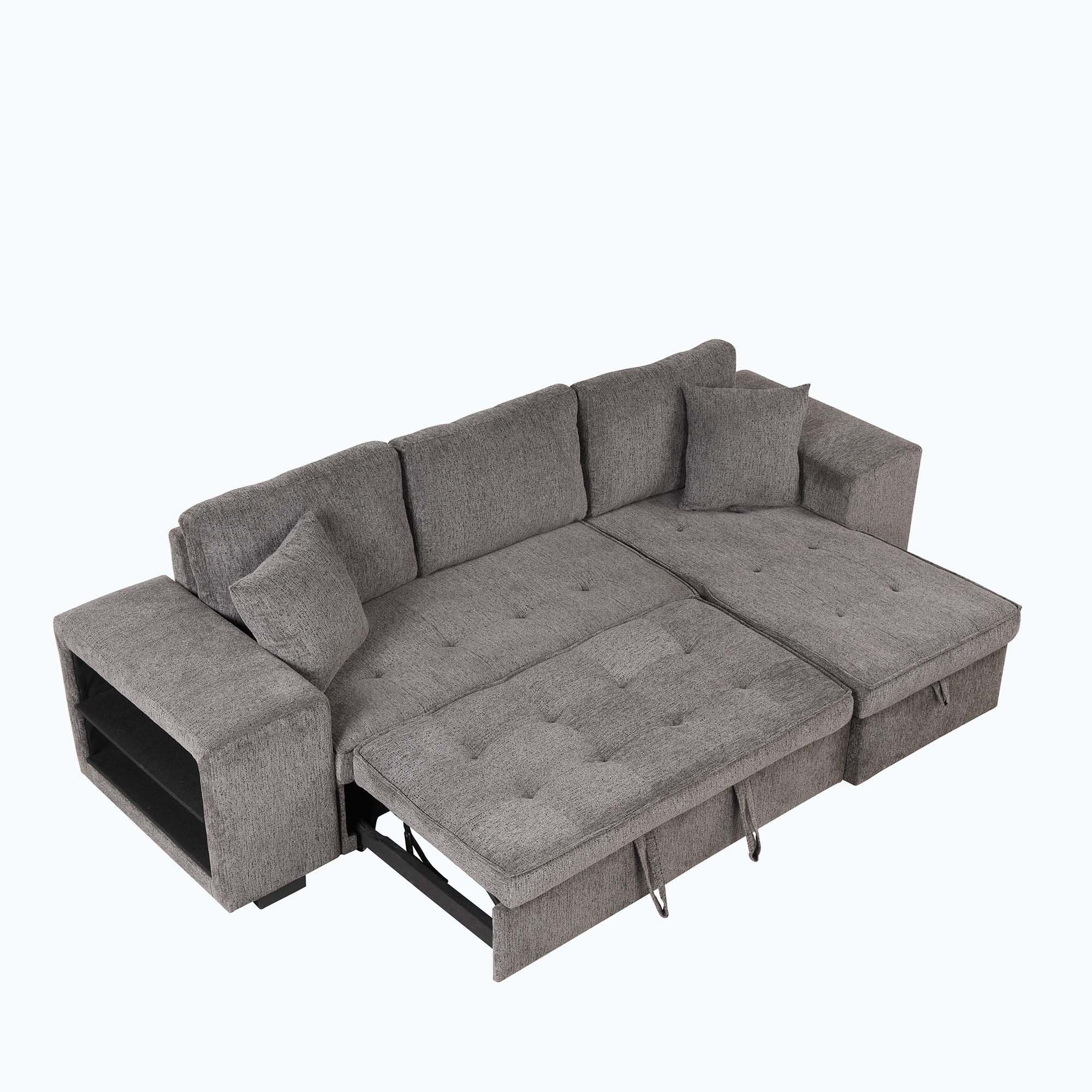 Modern L-Shape 3 Seat Reversible Sectional Couch,with Storage Chaise ...