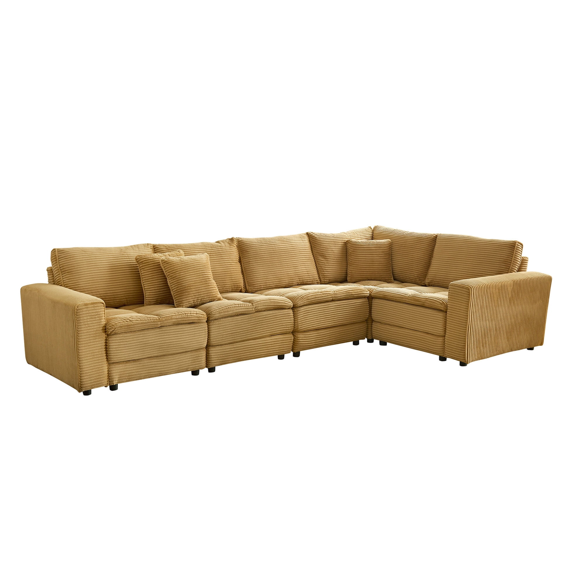 Modern L-Shaped Couch with 5-Seat, Oversized Sectional Sofa, Detachable ...