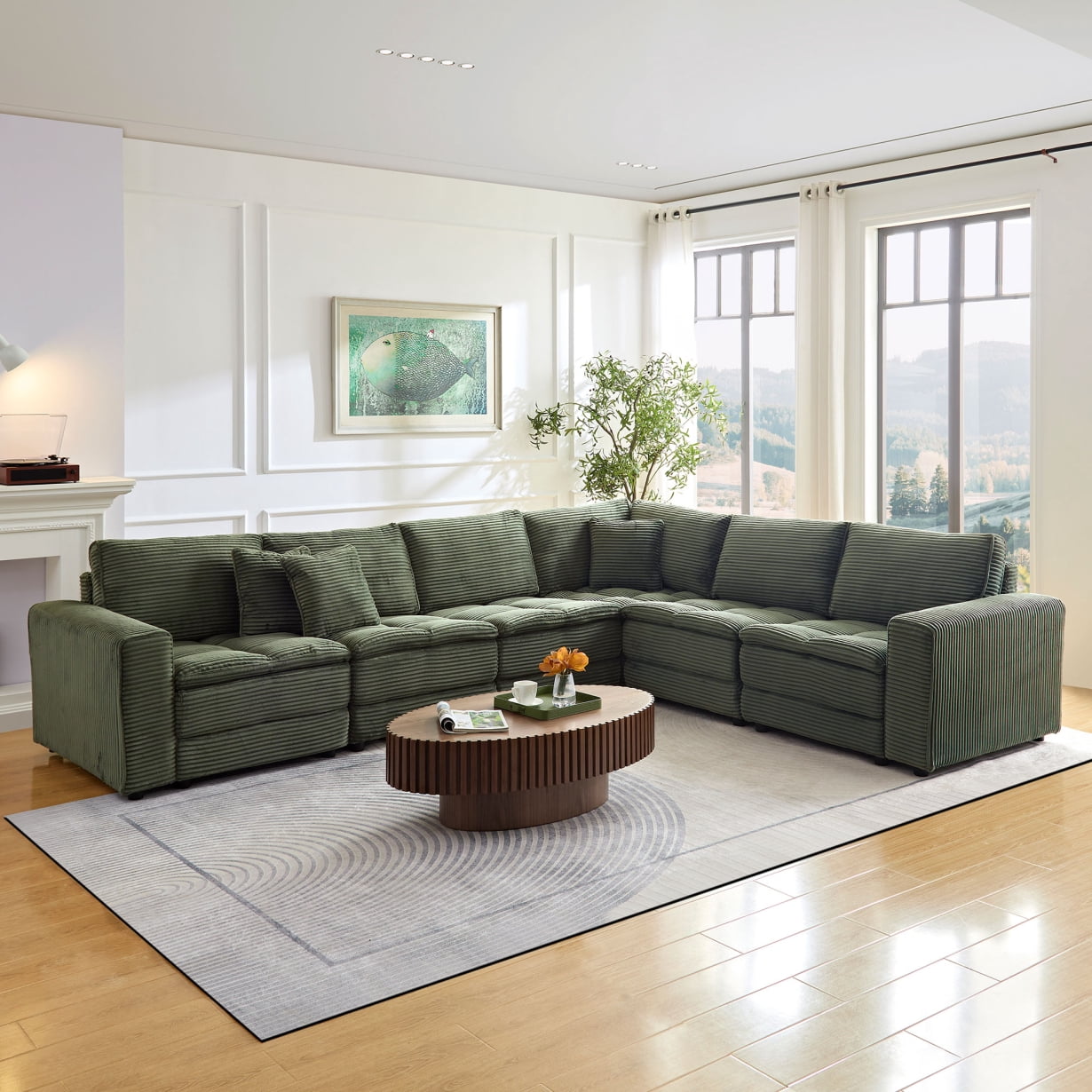 Modern L-Shaped Couch with 6-Seat, Oversized Sectional Sofa, Detachable ...
