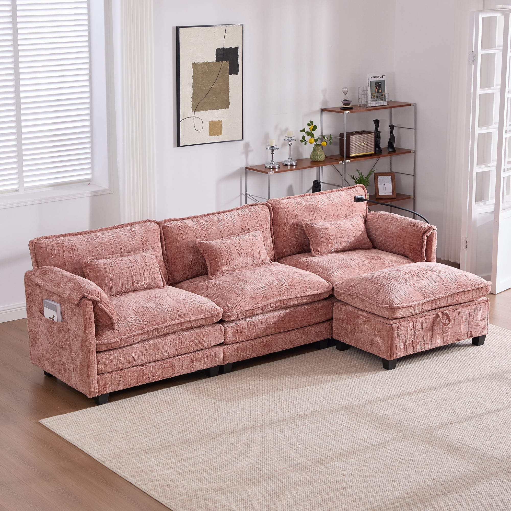 Modern L-Shaped Large-Sized Living Room Cloud-Style Fabric Sofa ...