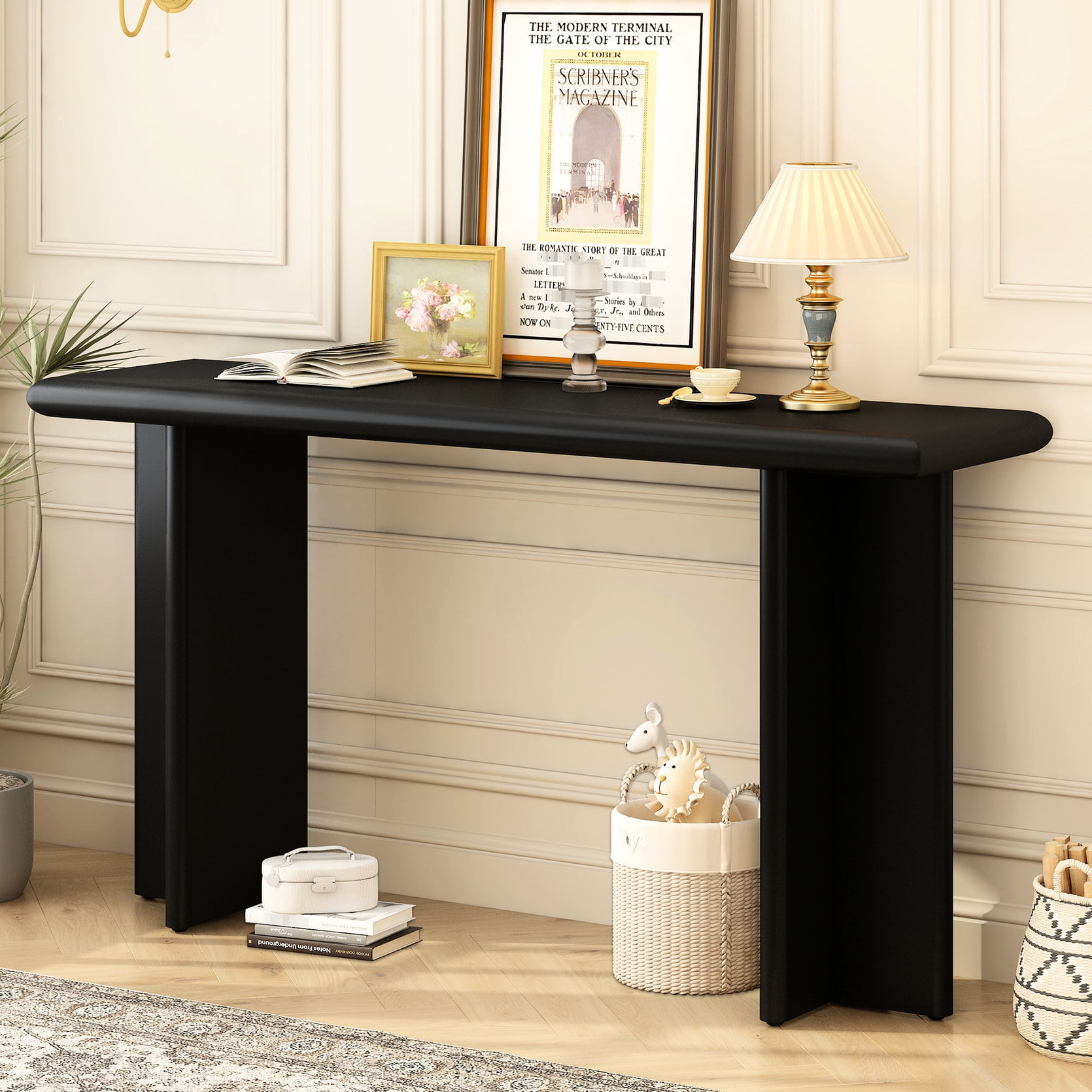 Modern L-Shaped Leg Table | Fits in Hallway, Foyer & Corridor ...