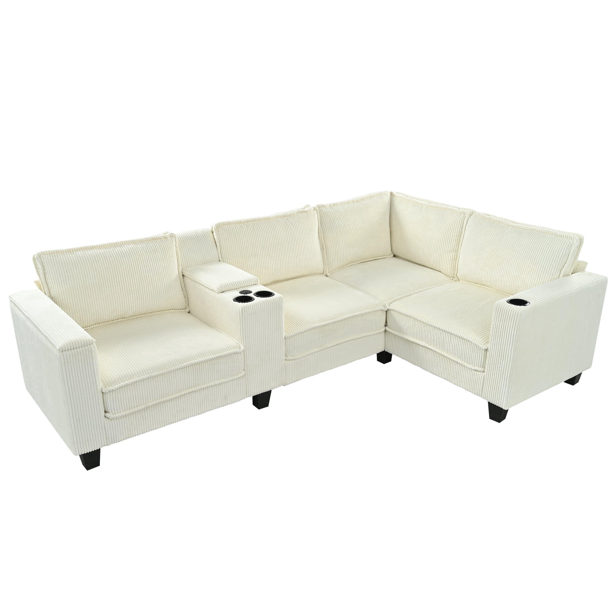 Modern L-Shaped Sectional Sofa, 4 Seats Modular Couch With Storage ...