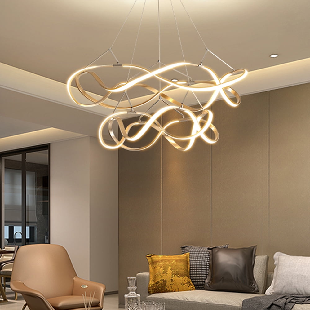 Modern LED Acrylic Ceiling Lamp Creative Curved Chandelier Pendant ...