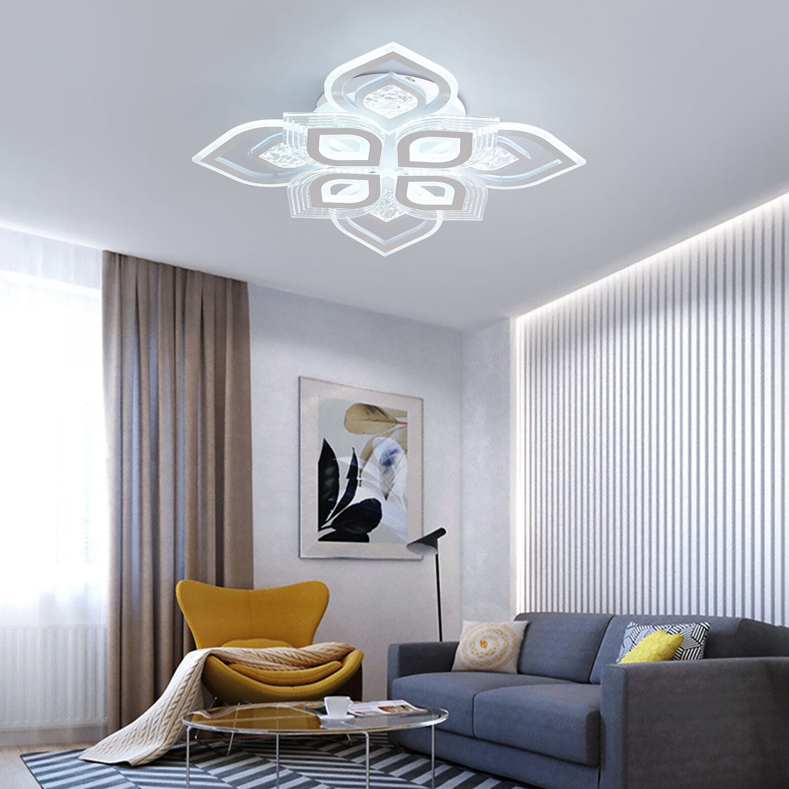 Modern LED Acrylic Ceiling Light Flush Mount Lamp Chandelier Dining ...