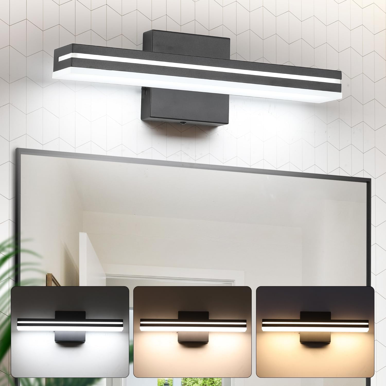 Modern LED Bathroom Vanity Light Fixtures (16-Inch, 3000K/4000K/6000K ...