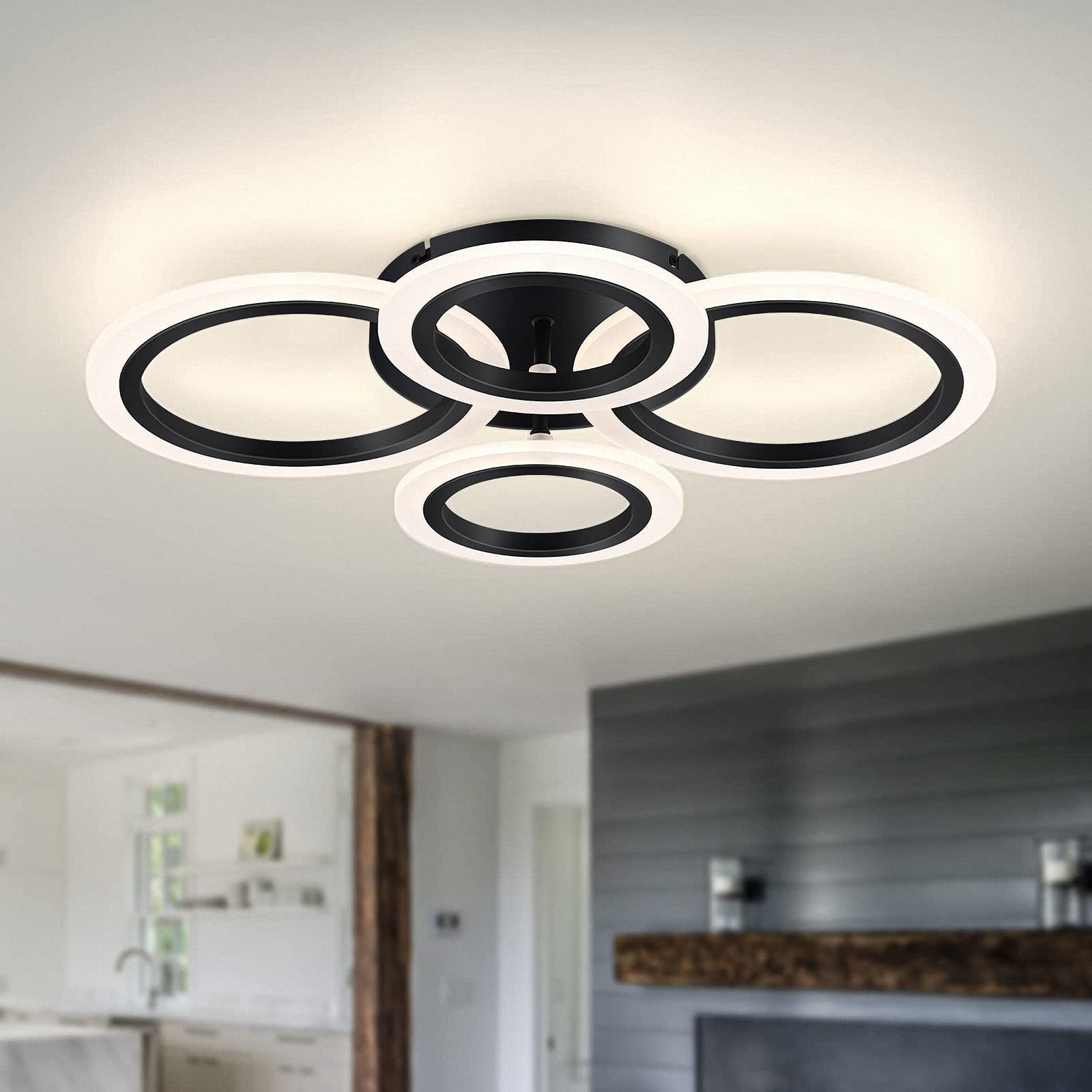 Modern LED Ceiling Light, 4 Rings Ceiling Lamps , Recessed Mount ...