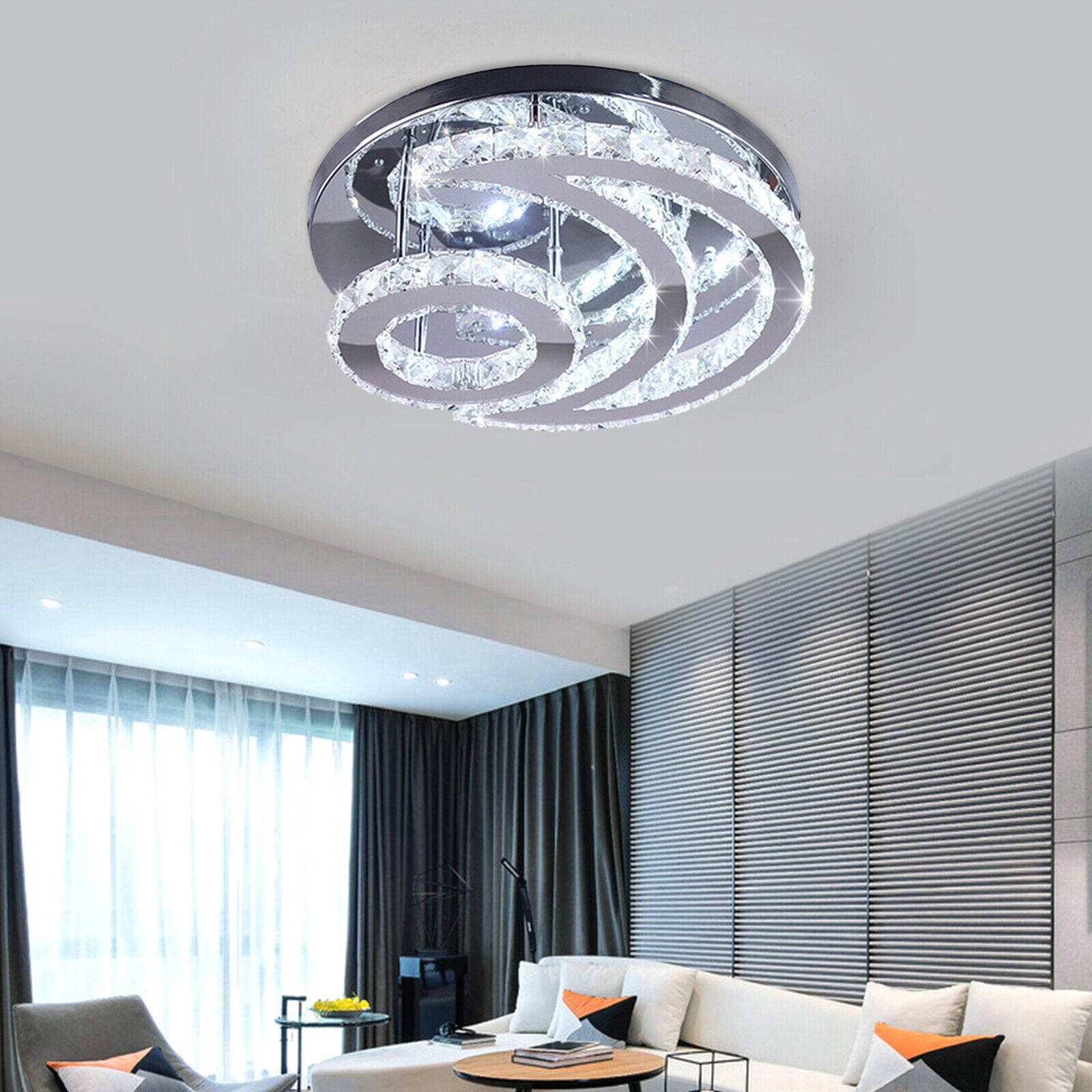 Modern LED Ceiling Light Crystal Moon-Shaped Pendant Lamp Chandelier ...