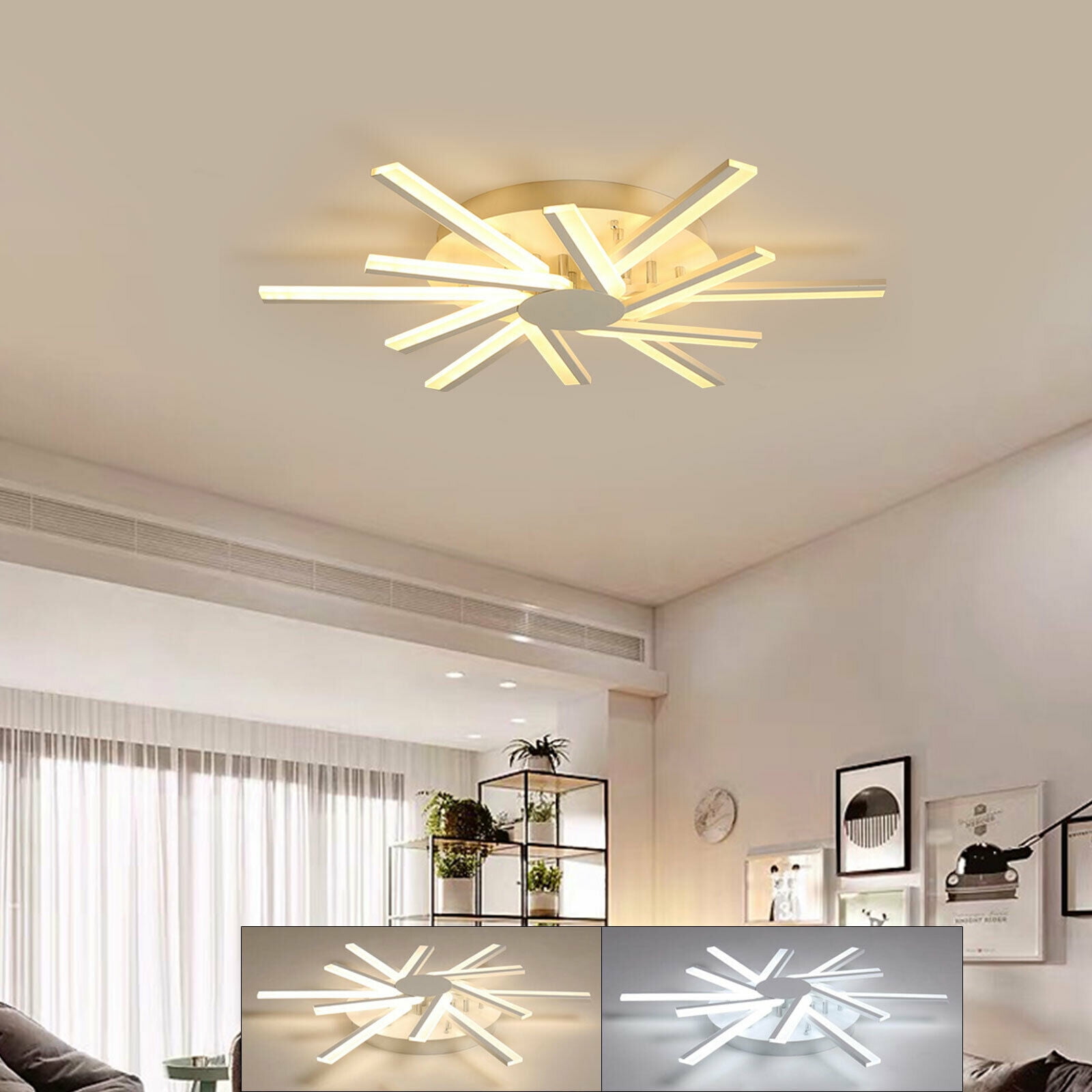 Modern LED Chandelier Dimmable Pendant Lamp Ceiling Light with Remote ...