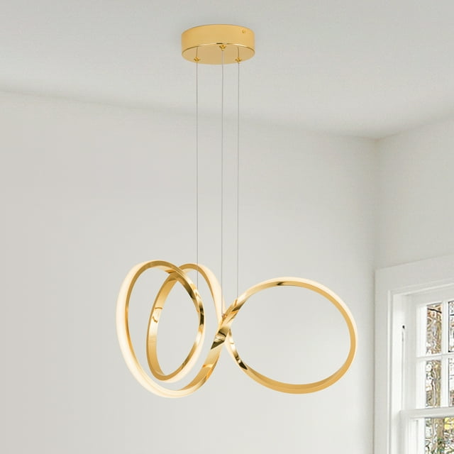 Modern LED Chandeliers, 3000K Dimmable Curved Irregular Ring Ceiling ...