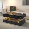 Modern LED Coffee Table with Storage Drawer for Living Room, White ...