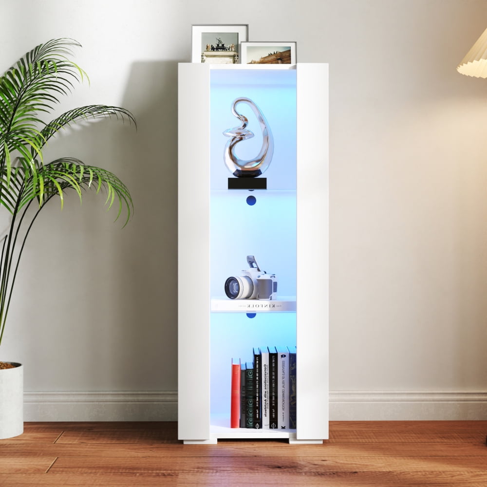 Modern LED Display Cabinet with Aluminum Strip Lights and Glass Windows ...