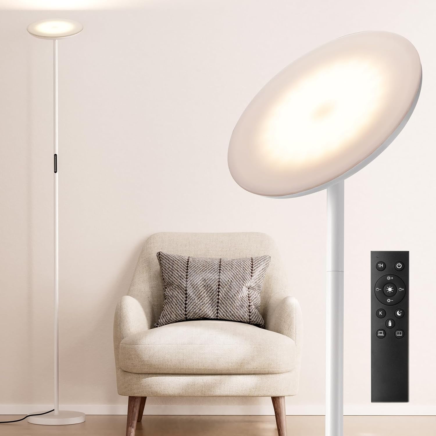 Modern LED Floor Lamp - Remote & Touch Control, 40W/2400LM Sky ...