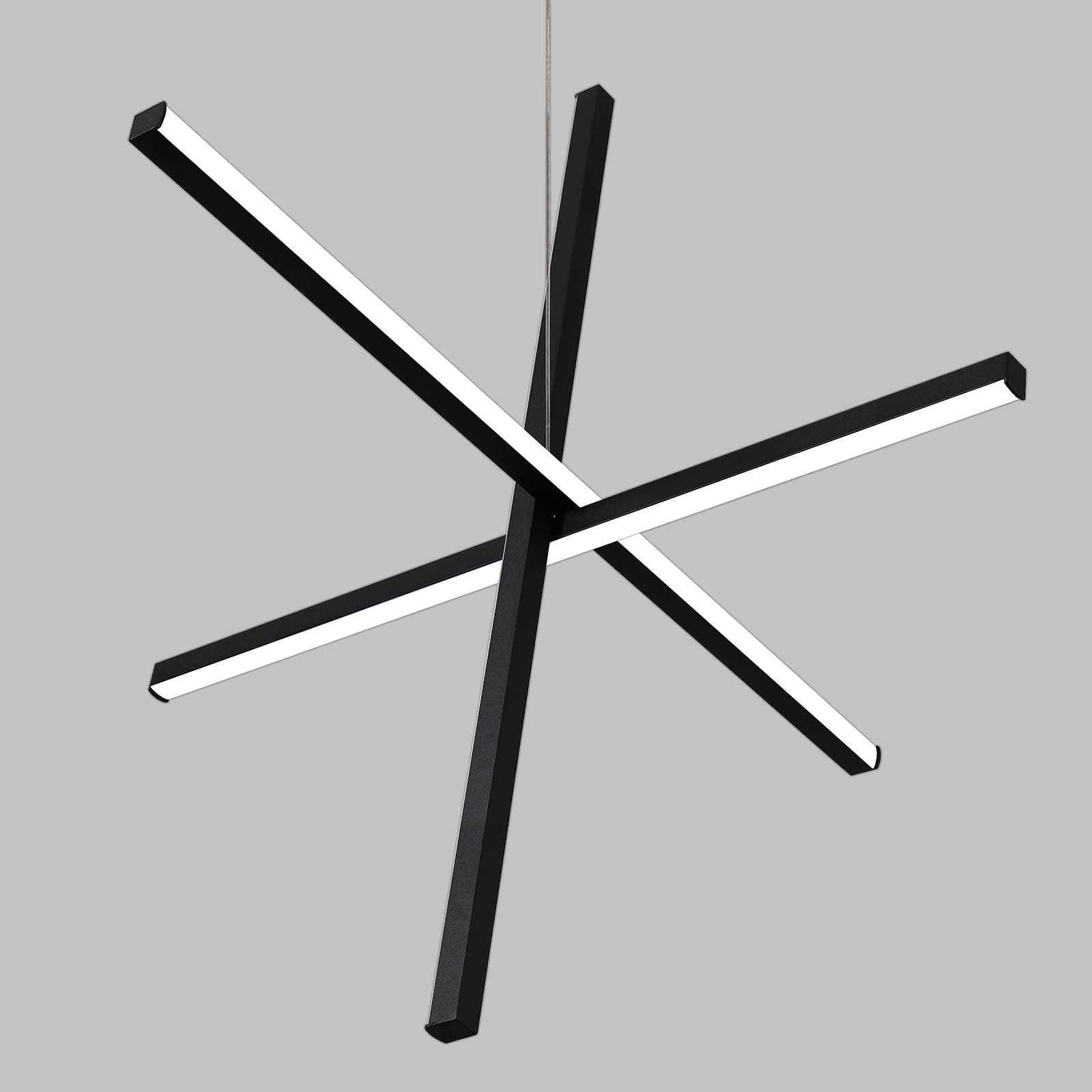 Modern LED Pendant Light - Black Cross-Shaped Chandelier, Simple ...