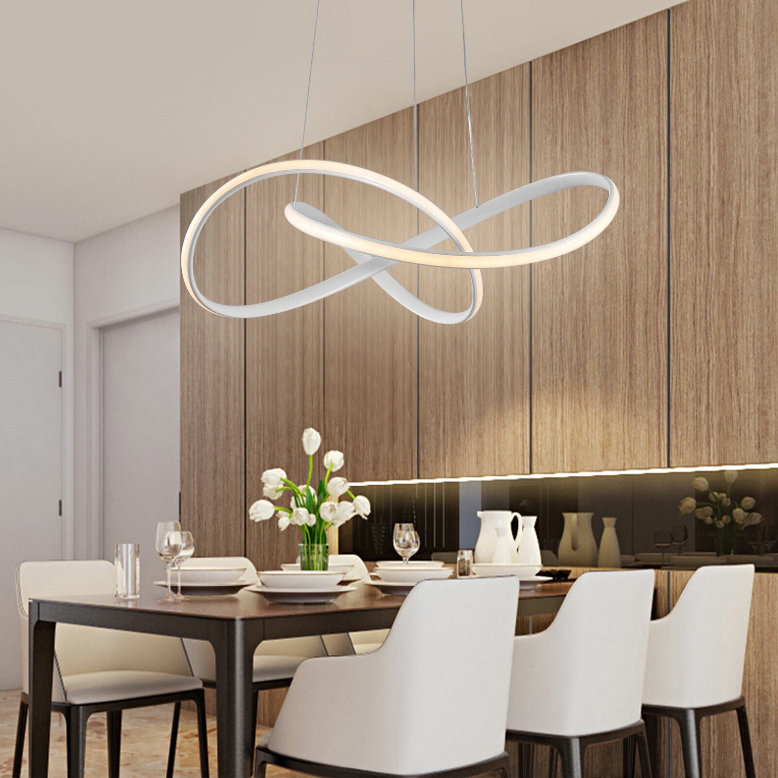 Modern LED Ring Pendant Light Kitchen Dining Room Dimmable Ceiling ...