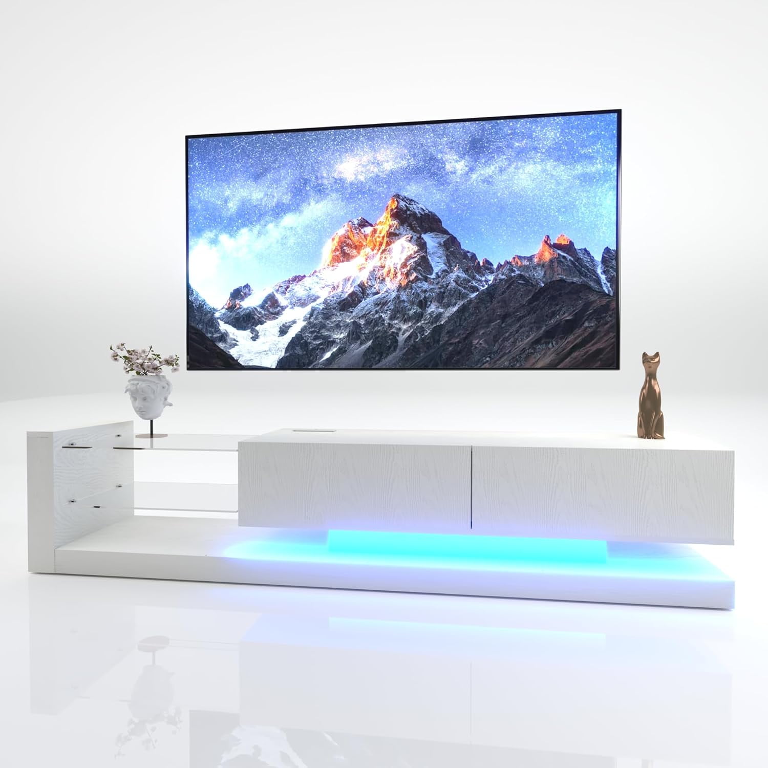 Modern LED TV Stand for 55/65/75 Inch TV, Entertainment Center Console ...