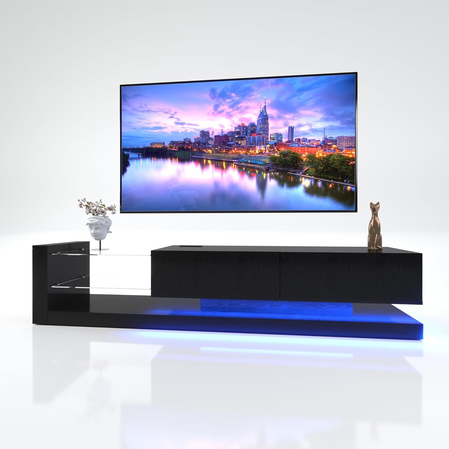 Modern LED TV Stand for 55/65/75 Inch TV, Entertainment Center Console ...