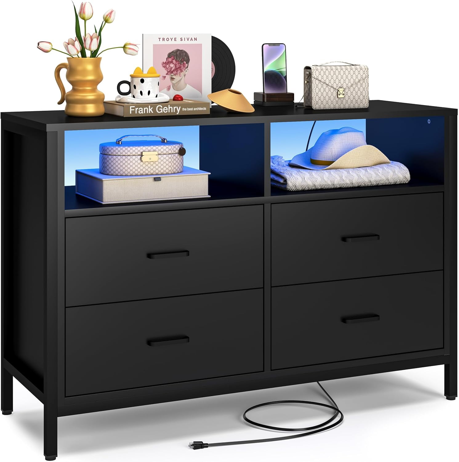 Modern LED TV Stand for Televisions up to 55 Inchs, High Gloss ...