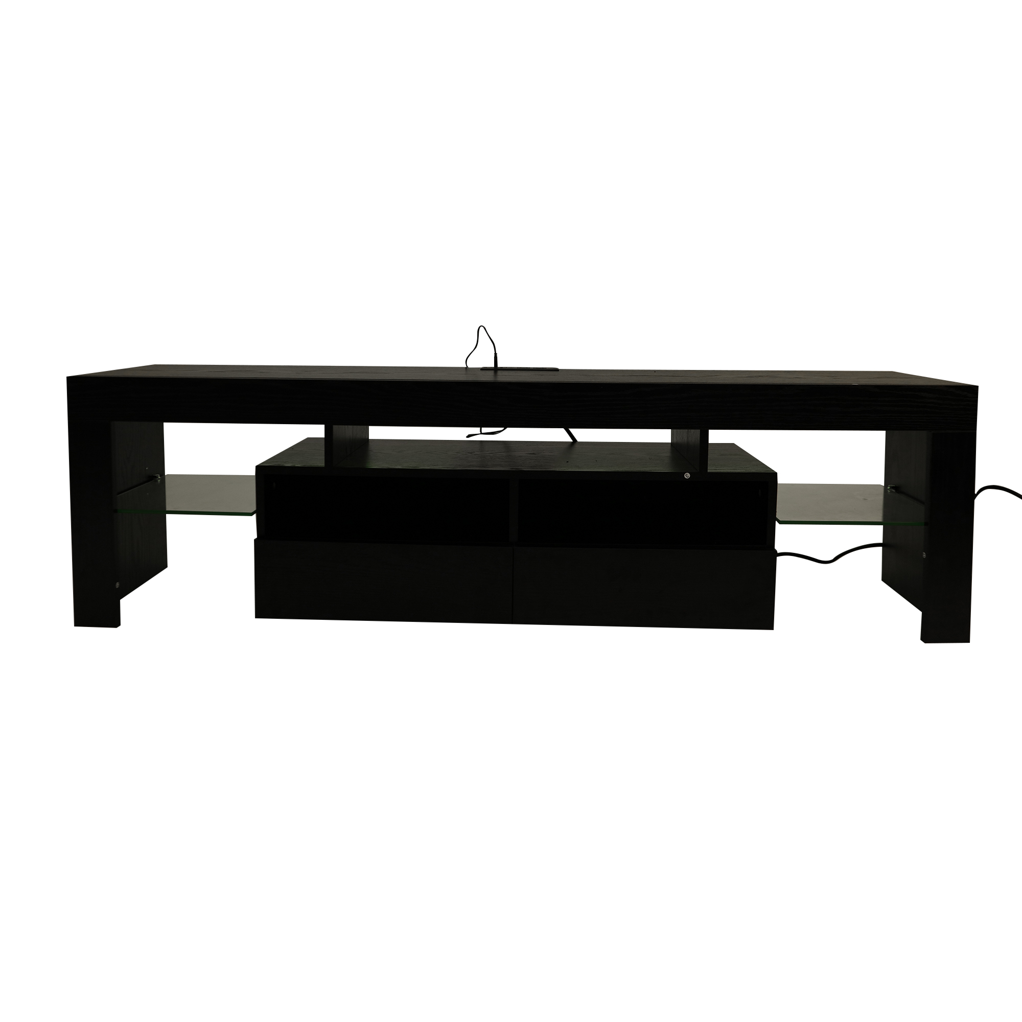 Modern LED TV Stand for Televisions up to 70 Inch with Glass Shelves ...