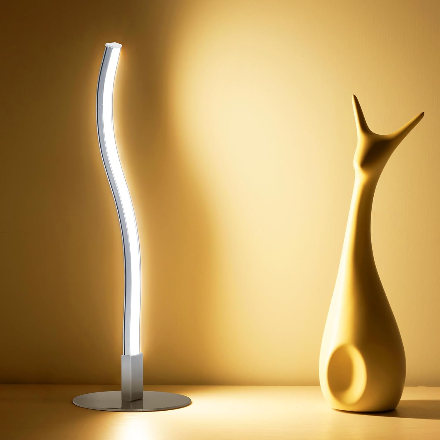 Modern LED Table Lamp - 12.2 Inch Decor Bedside Light with Touch ...