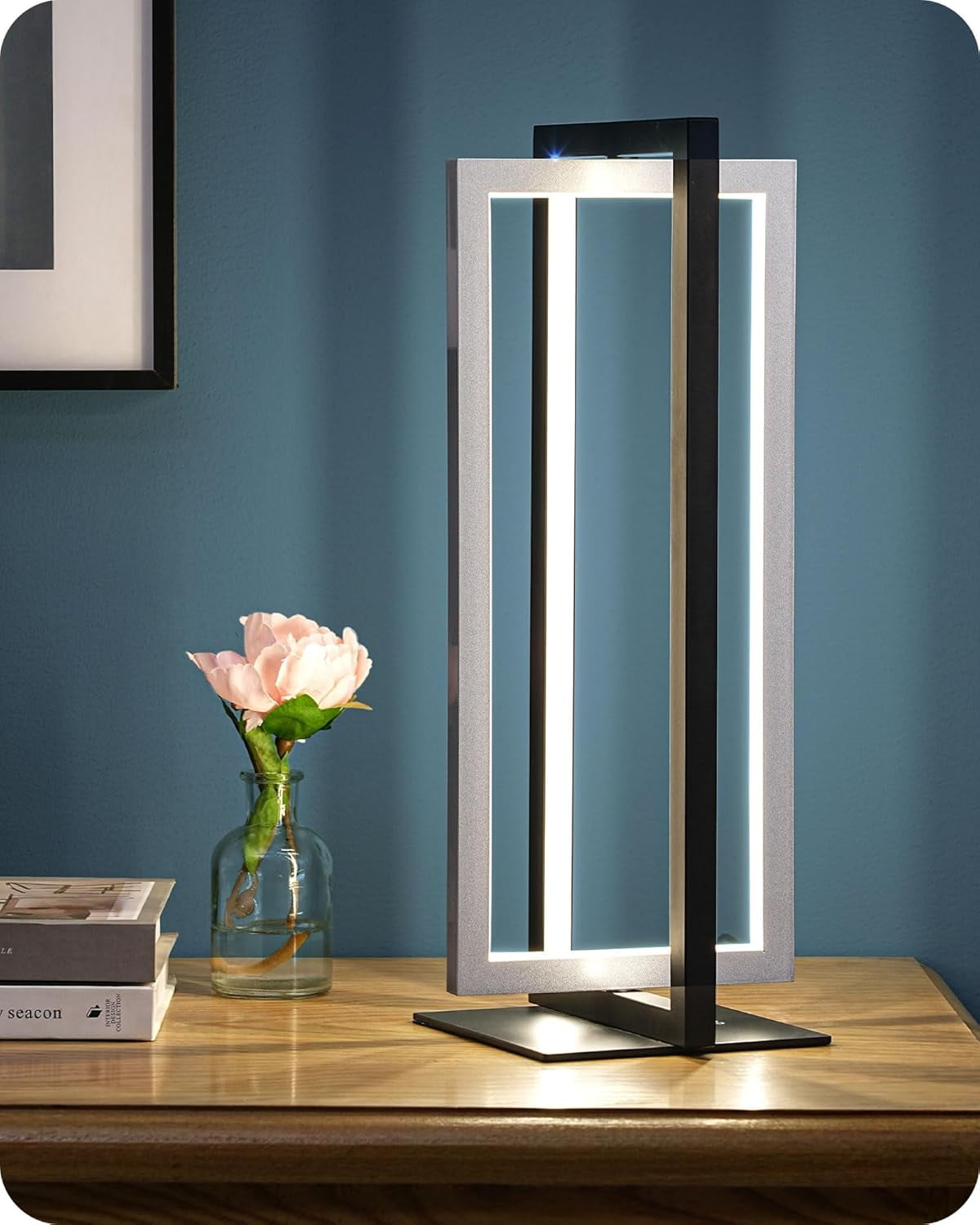 Modern LED Table Lamp, 750LM Stepless Dimmable Bedside Lamp, 3 Color ...