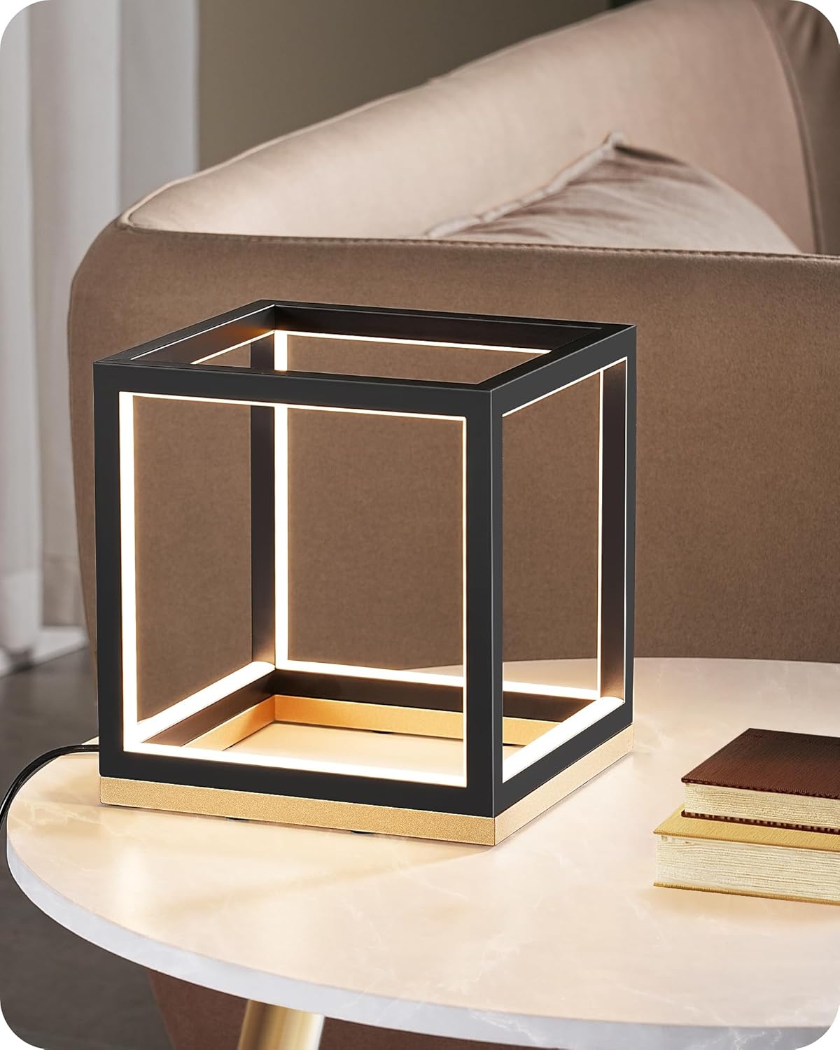 Modern LED Table Lamp, Minimalist Bedside Lamp with Solid Wood Base, 3 ...