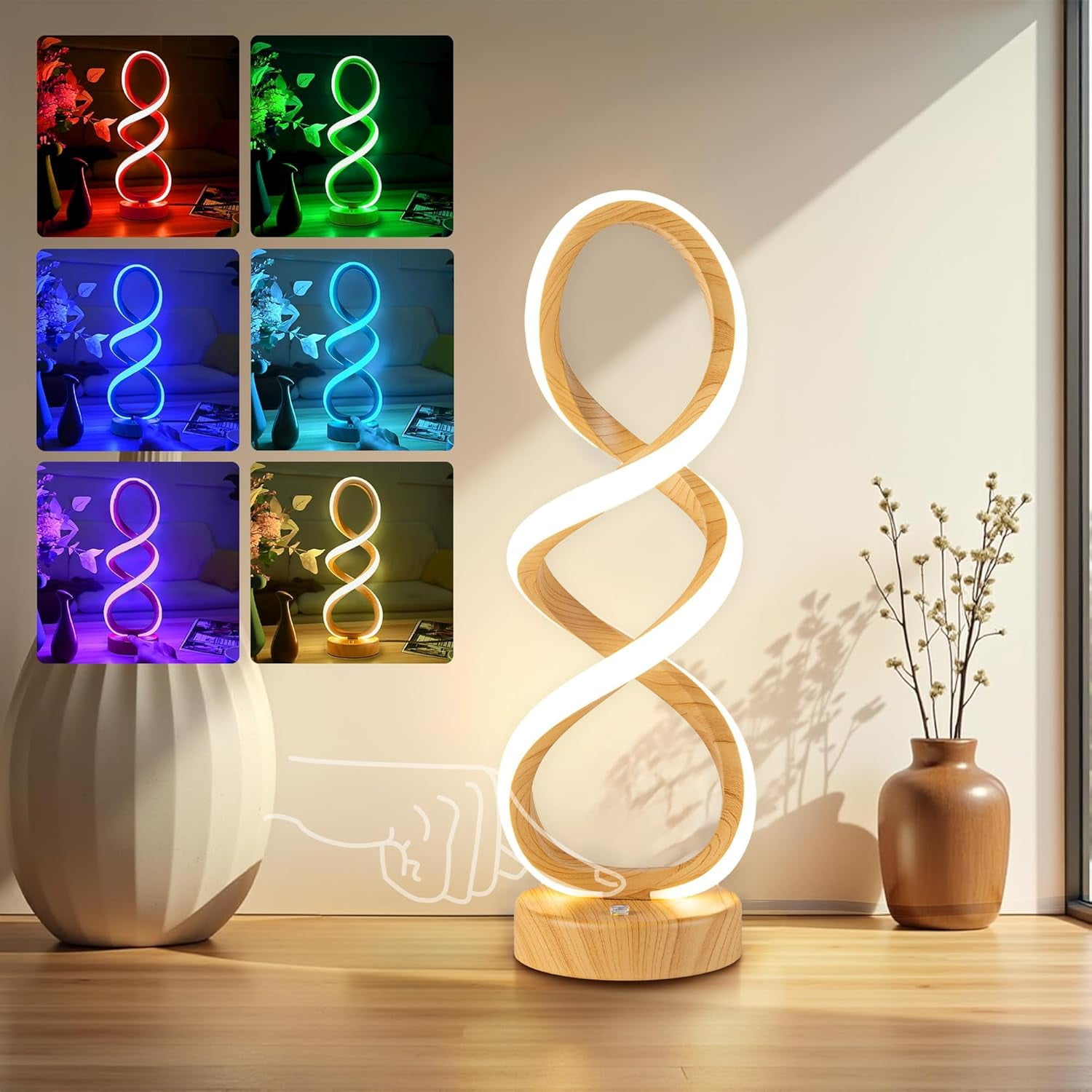 Modern LED Table Lamp with RGB 7 Colors and 10 Light Modes, Touch ...