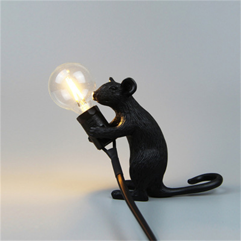 Modern LED Table Lights Resin Animal Rat Cat Squirrel LED Night Lights ...