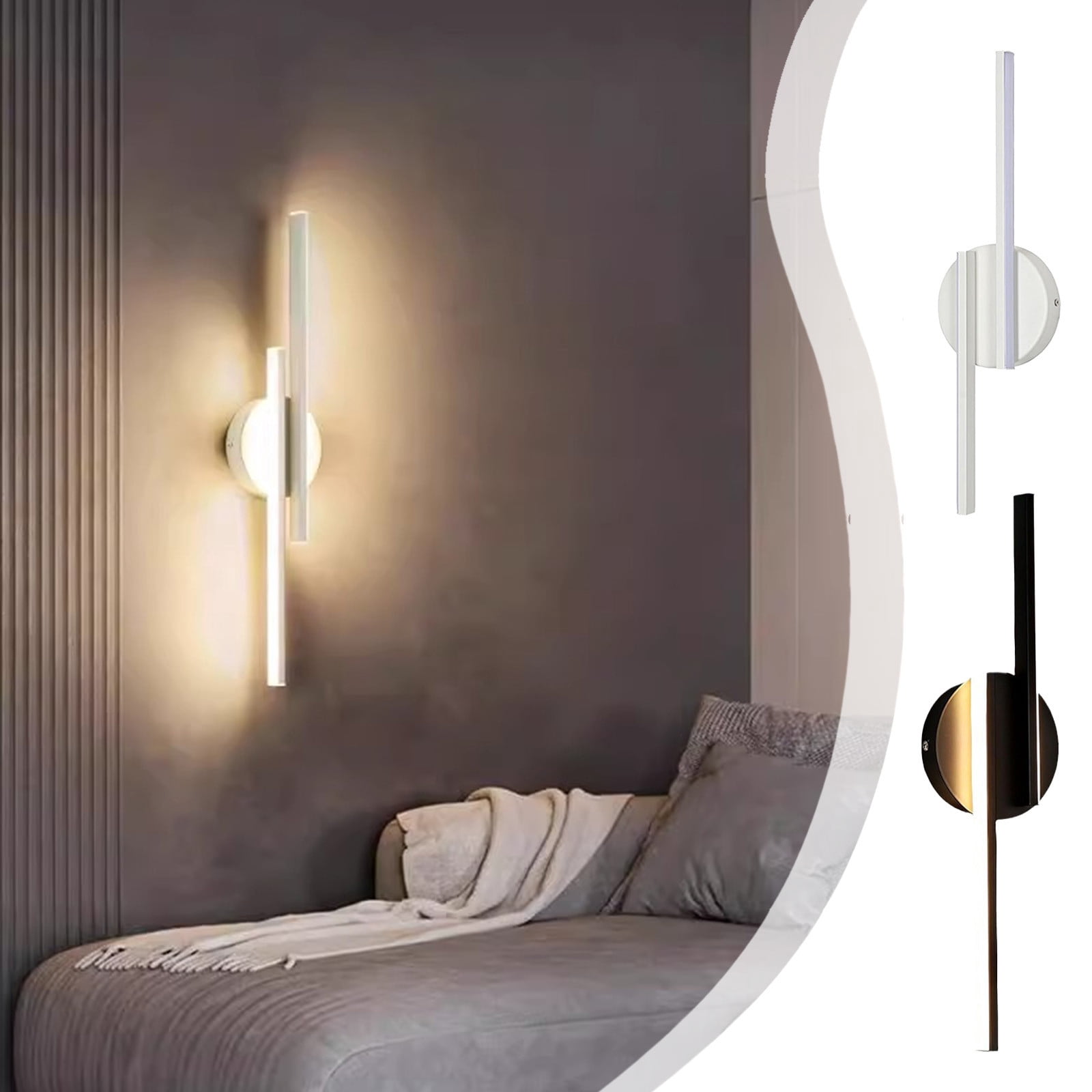 Modern LED Wall Lamp, 17.7x4.7in Mood Light, Up/Down Iron Sconce, Black ...