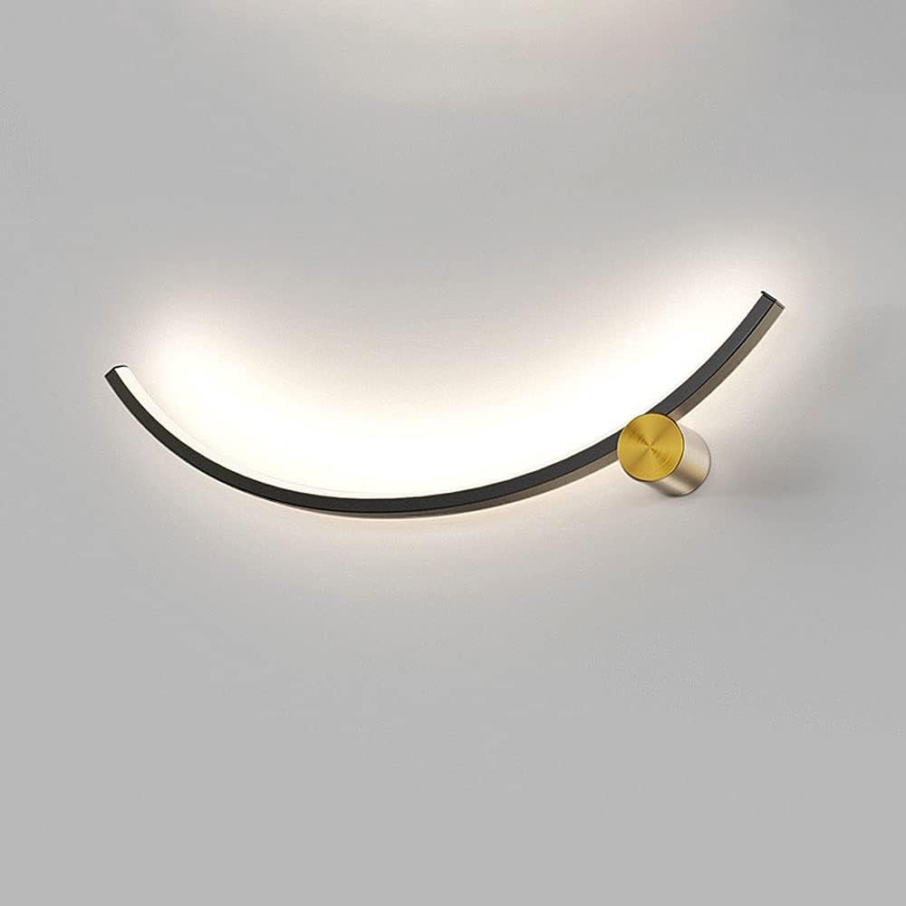Modern LED Wall Lamp Black Curved Wall Light, Aluminum Indoor ...