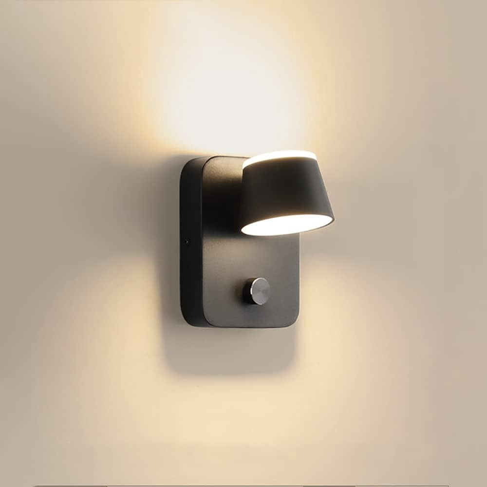 Modern LED Wall Sconce, Bedside Wall Lamp with Rotary Switch 110 Volt ...